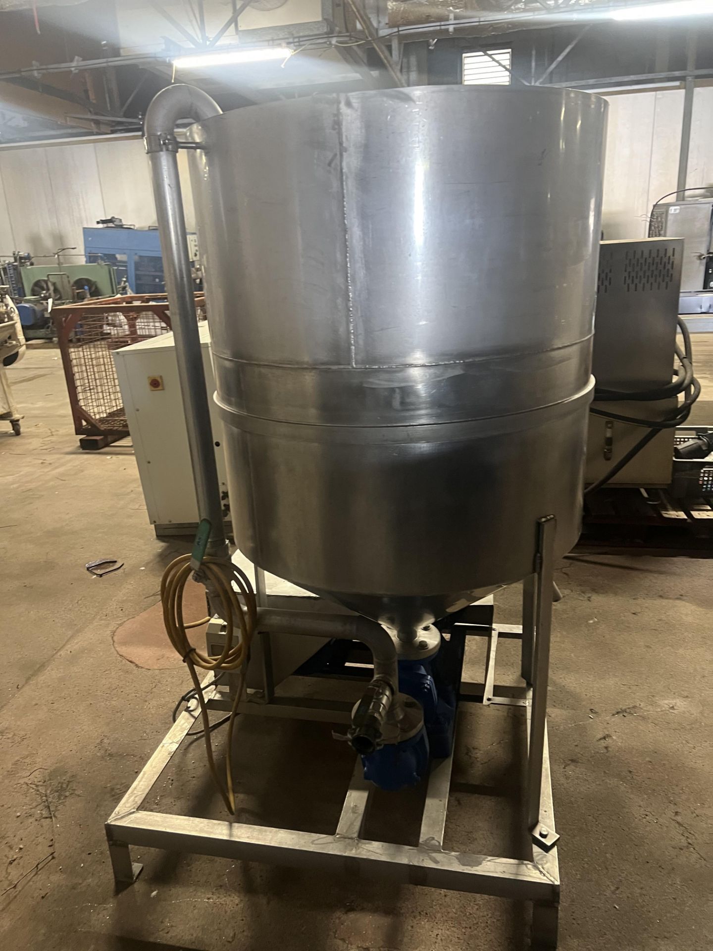 Brine Mixer, on skid, tank approx. 80cm dia. x 1.1m high, with ...