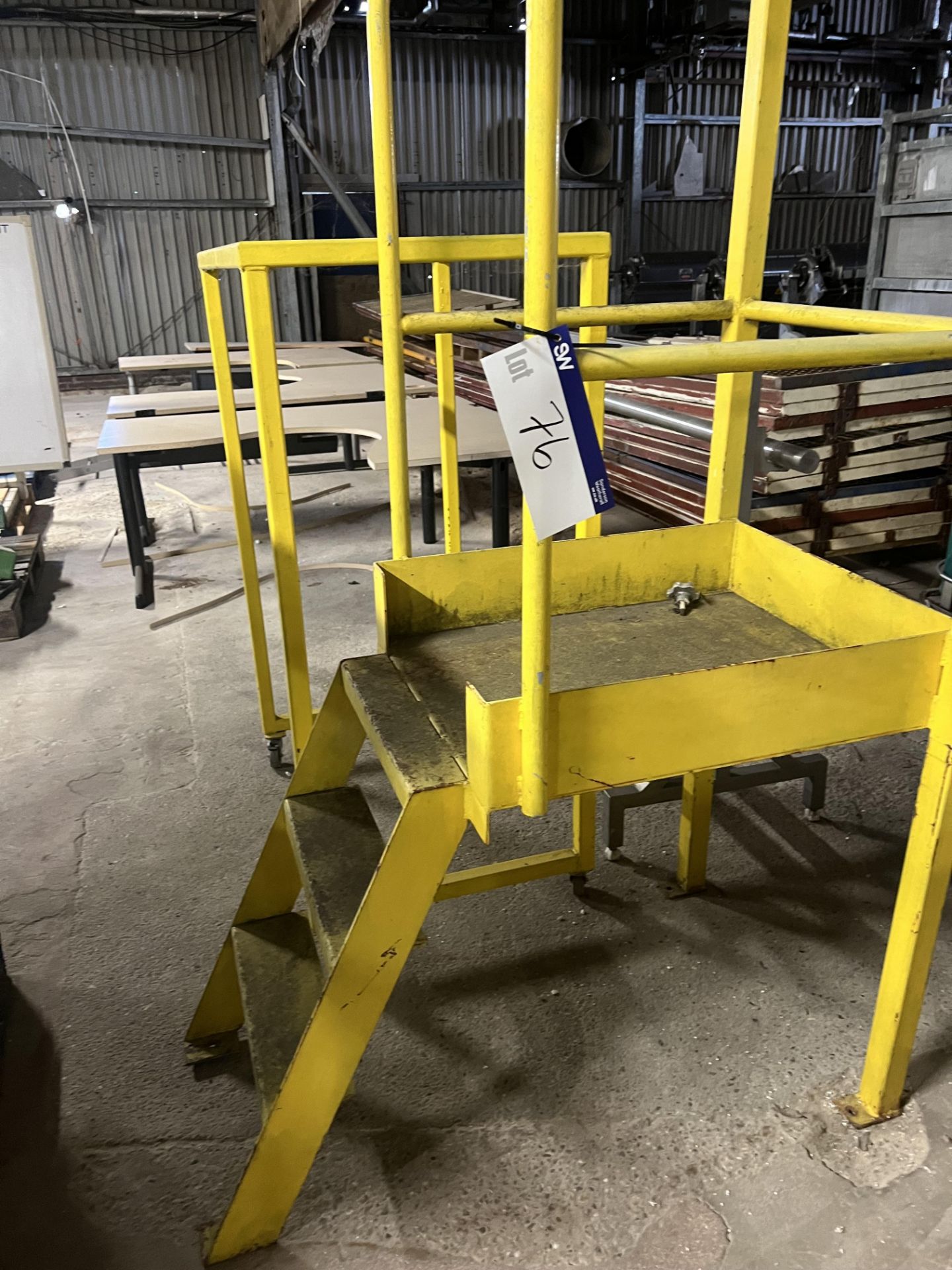 Three Step Inspection Stand, with side rails, approx. 75cm high, mobile ...