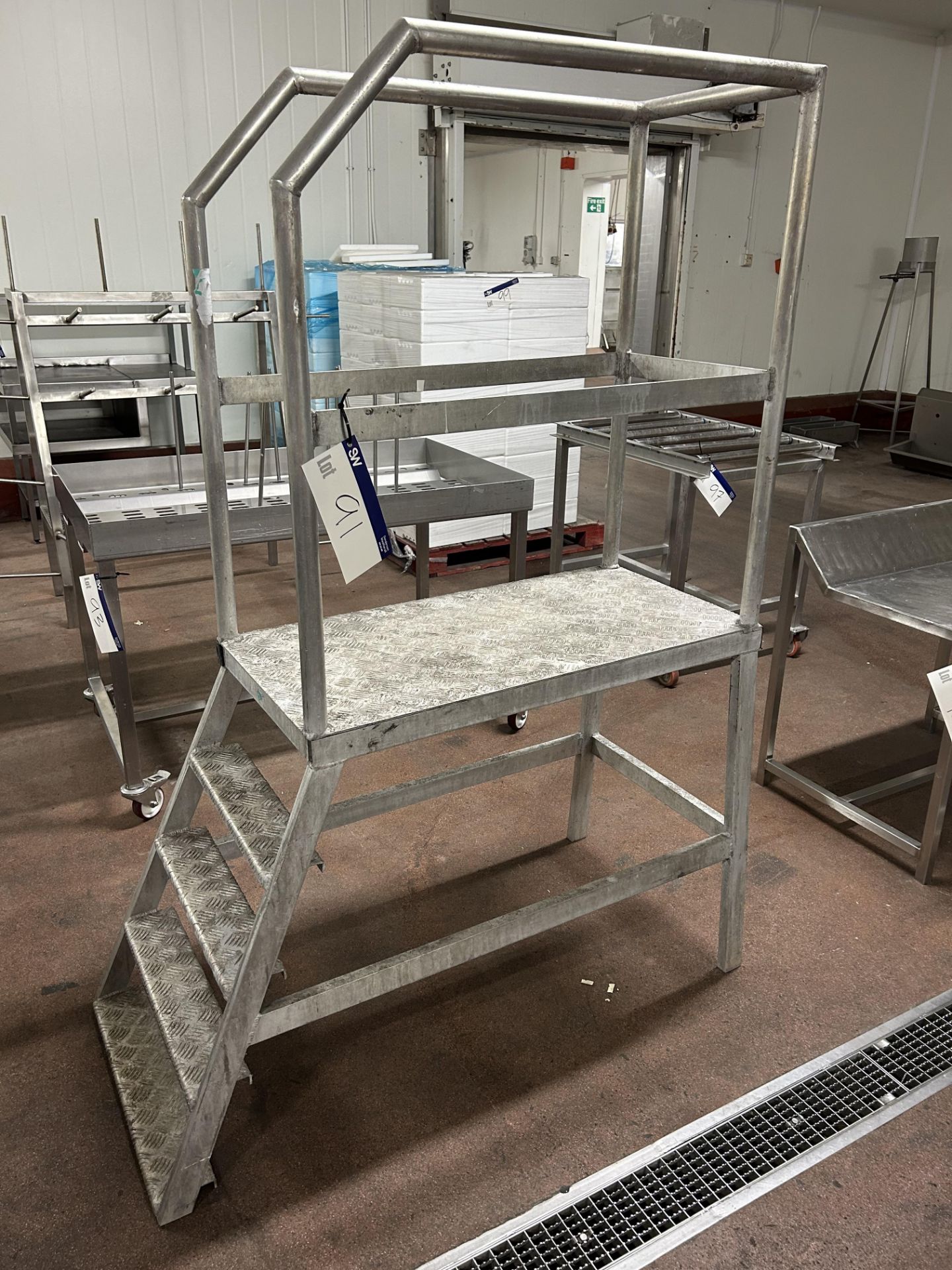 Four Step Inspection Stand, with rails on three sides, approx. 1.2m x 0 ...