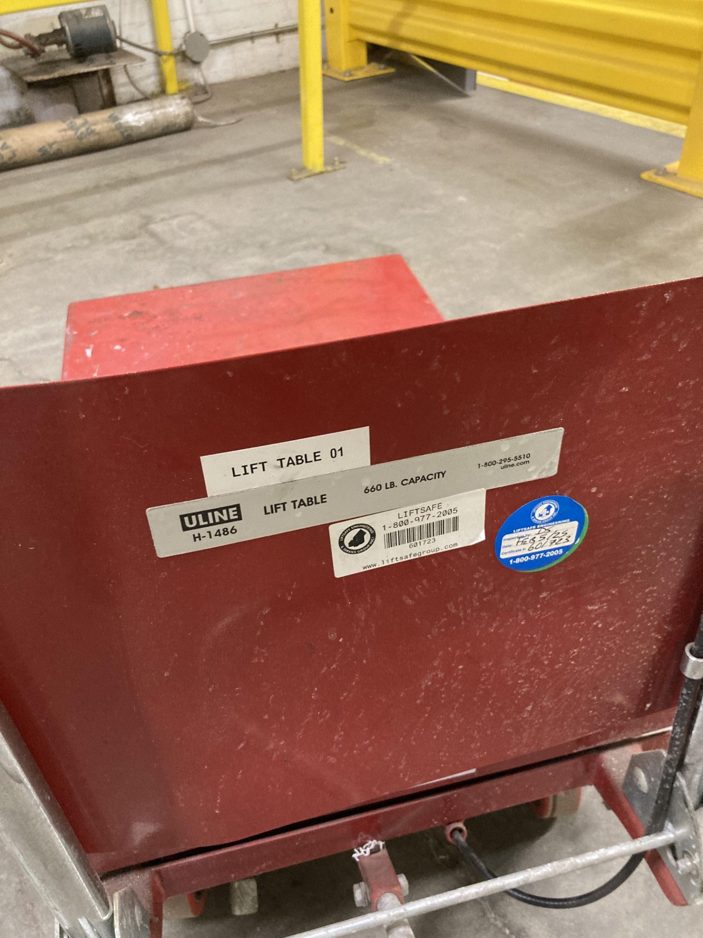 ULINE lift table cart, model H-1486, 660 lbs. cap, platform dimension ...
