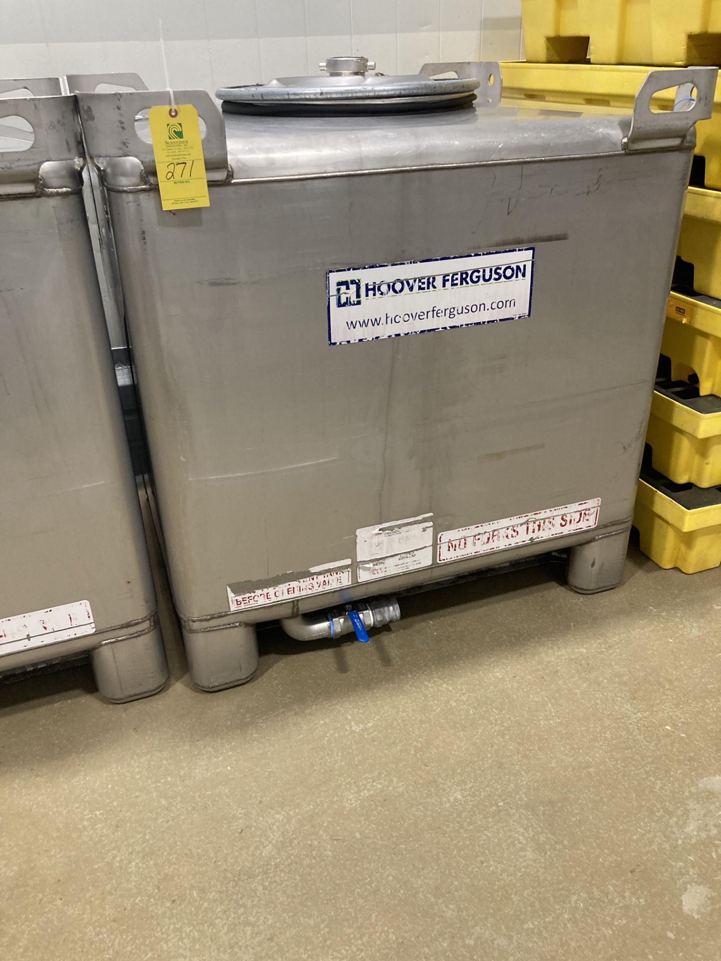 Hoover Ferguson 304SS liquid tote, 43 in x 49 in x 48 in hgt x 2.2mm ...