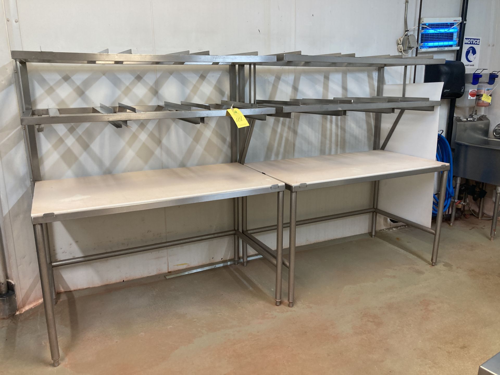 Lot of (2) Stainless Steel Workspace Tables, 52 in x 30 in x 67 in oah ...