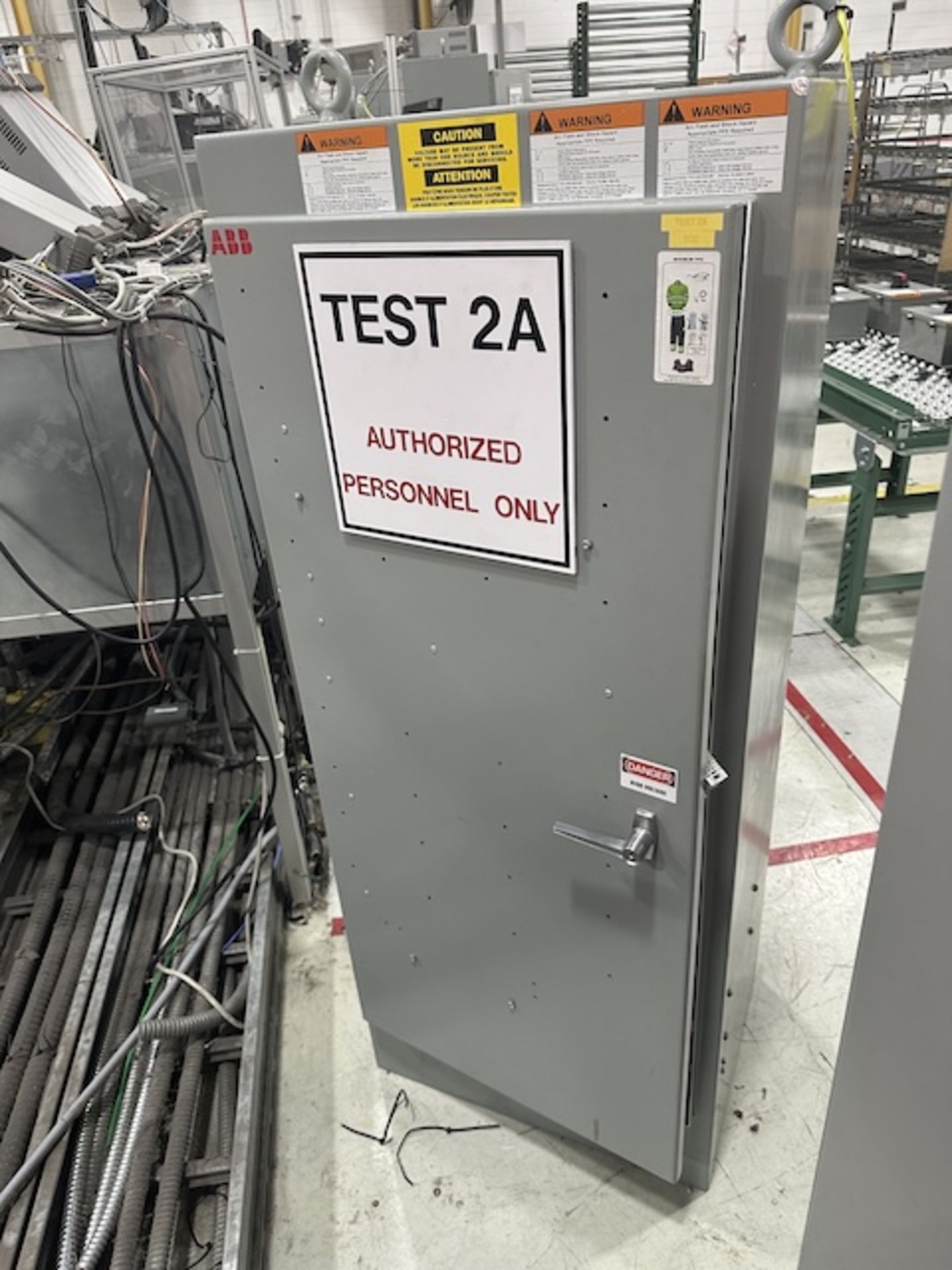 ABB TEST 2A - drive test bay with control cabinet and roll-in fixture.