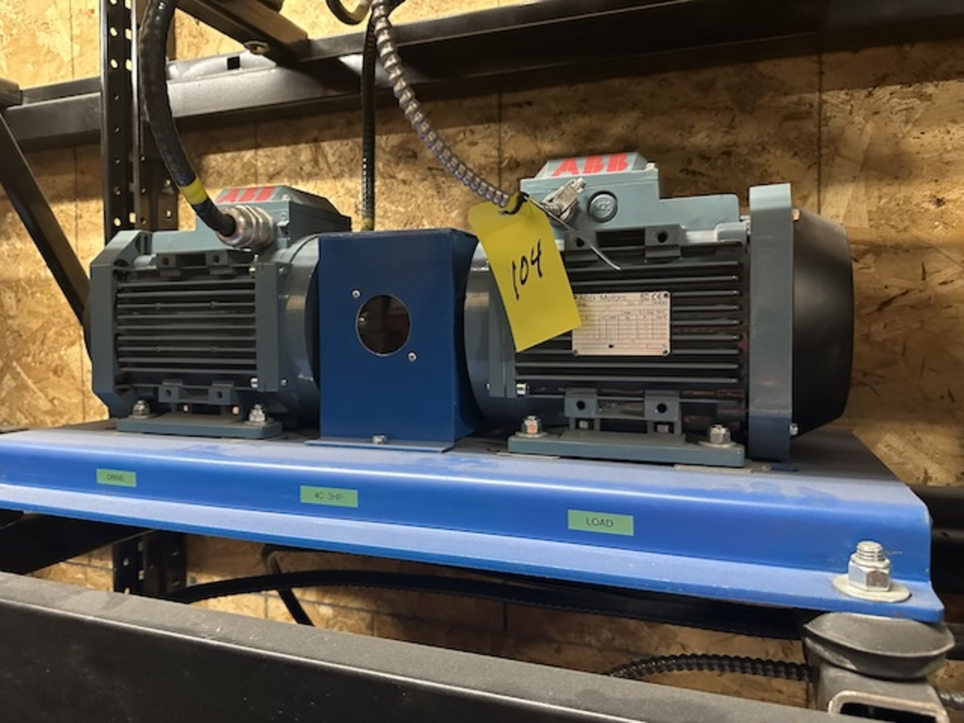 ABB M3AA 100 LB-4 motor pair on blue isolation skid, 3 HP each ...
