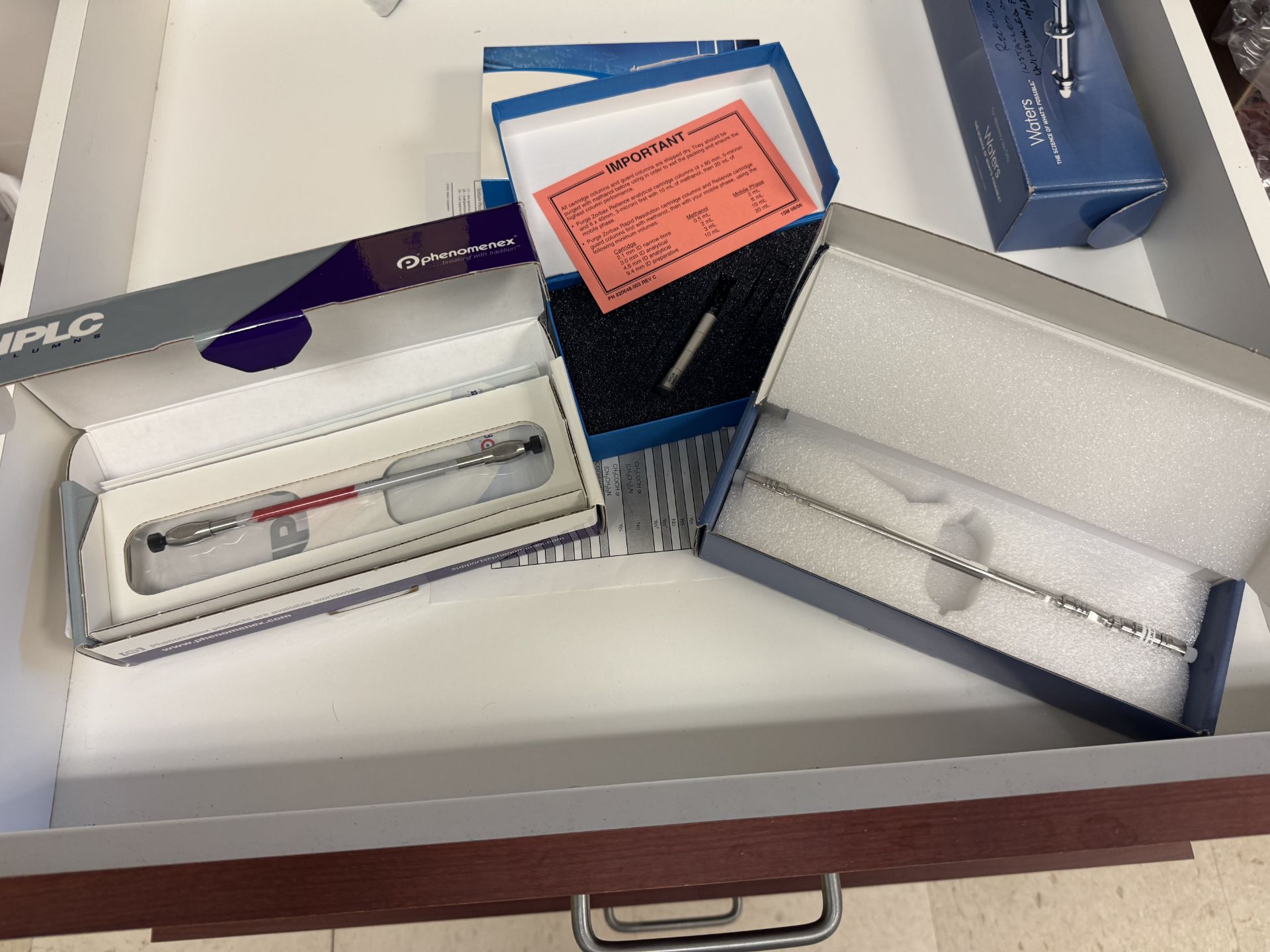 Lot of Contents of Drawers (All Photoed), Agilent HPLC Columns, VWR ...