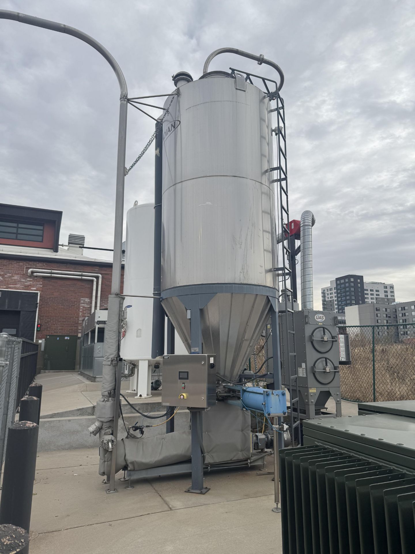 Meridian Spent Grain Silo w/ Knife Gate Valve and Netzsch Pump, Silo ...