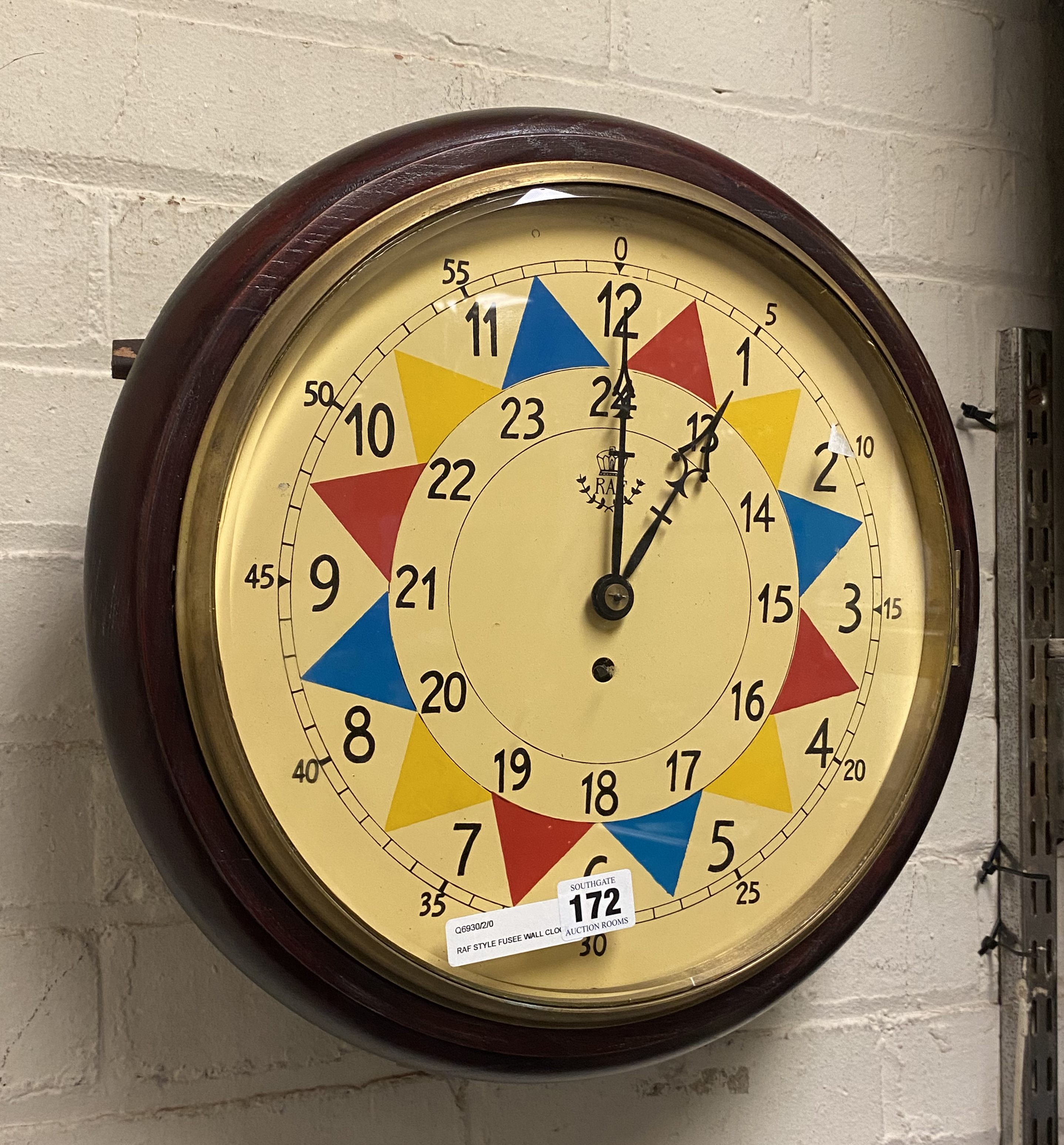 RAF STYLE FUSEE WALL CLOCK - 37CMS (H) APPROX