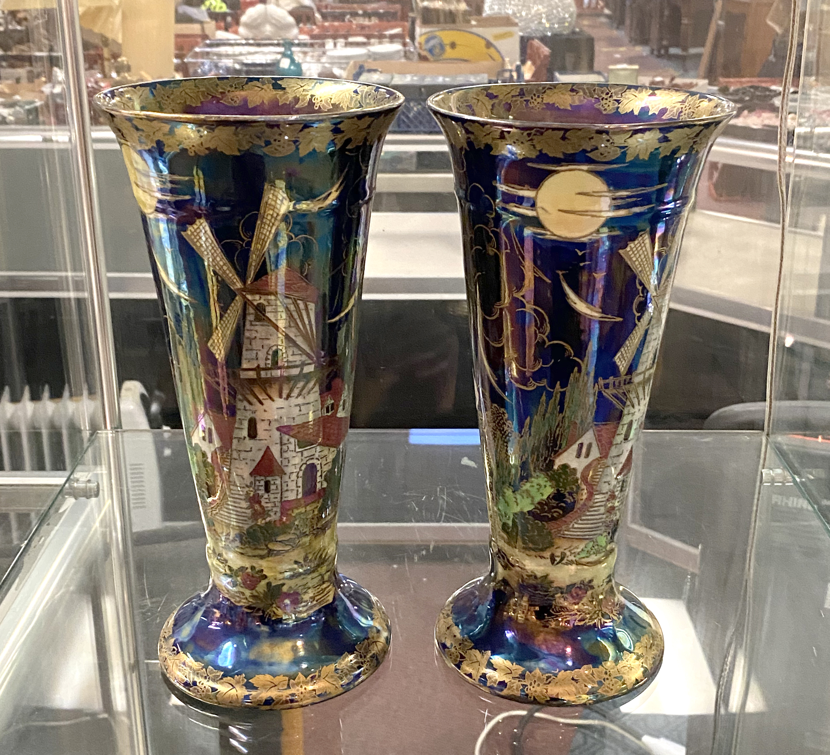 PAIR OF ORNATE MALING VASES
