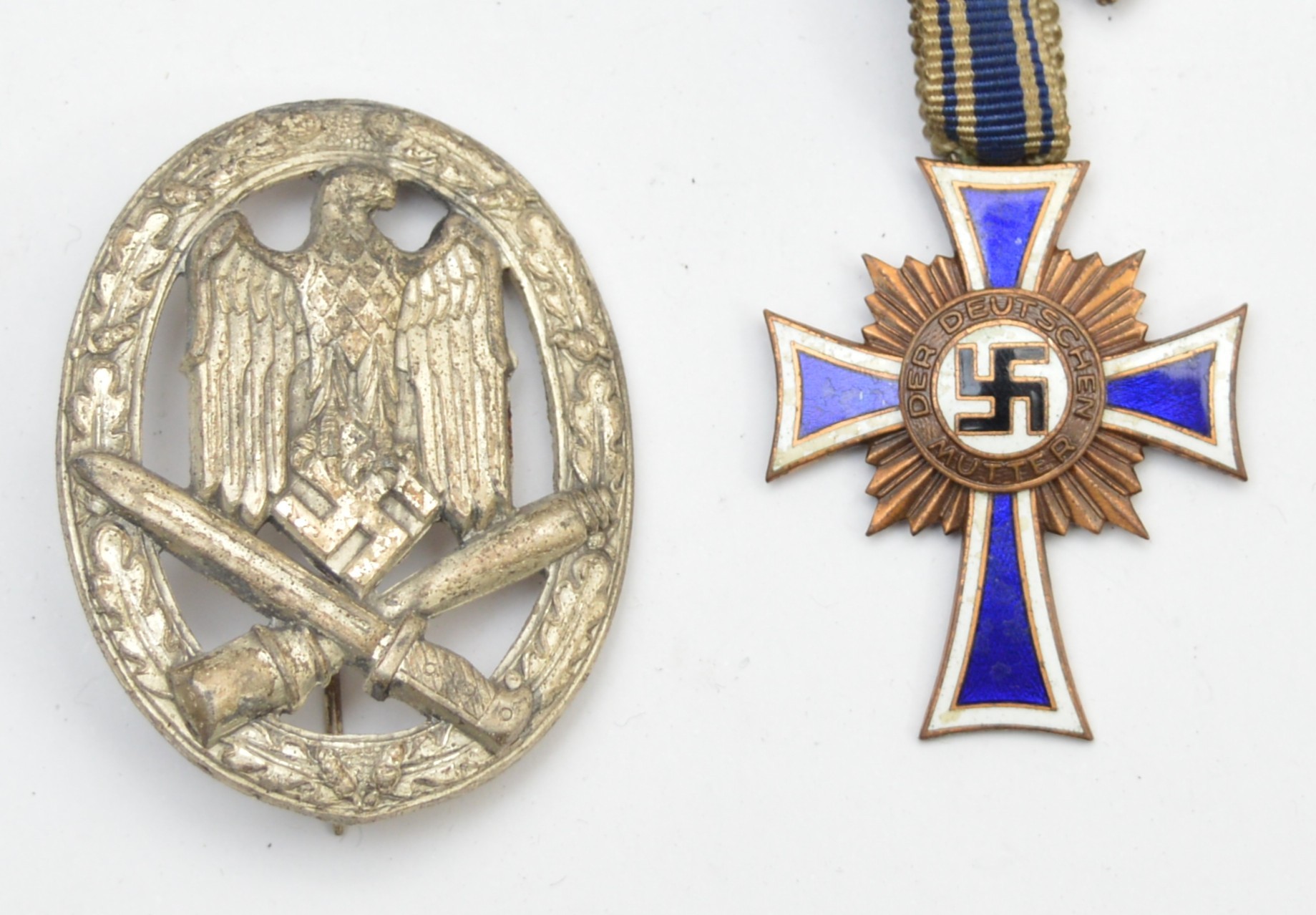WWII German Third Reich Assault badge, together with the Mothers Cross.
