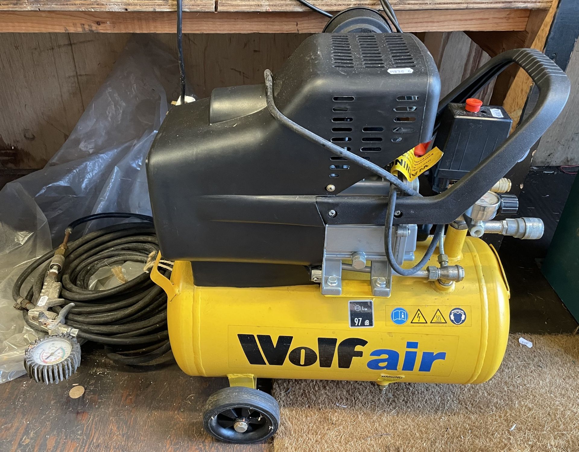 A small Wolf compressor with 24L tank, single phase 13A, with pip and ...