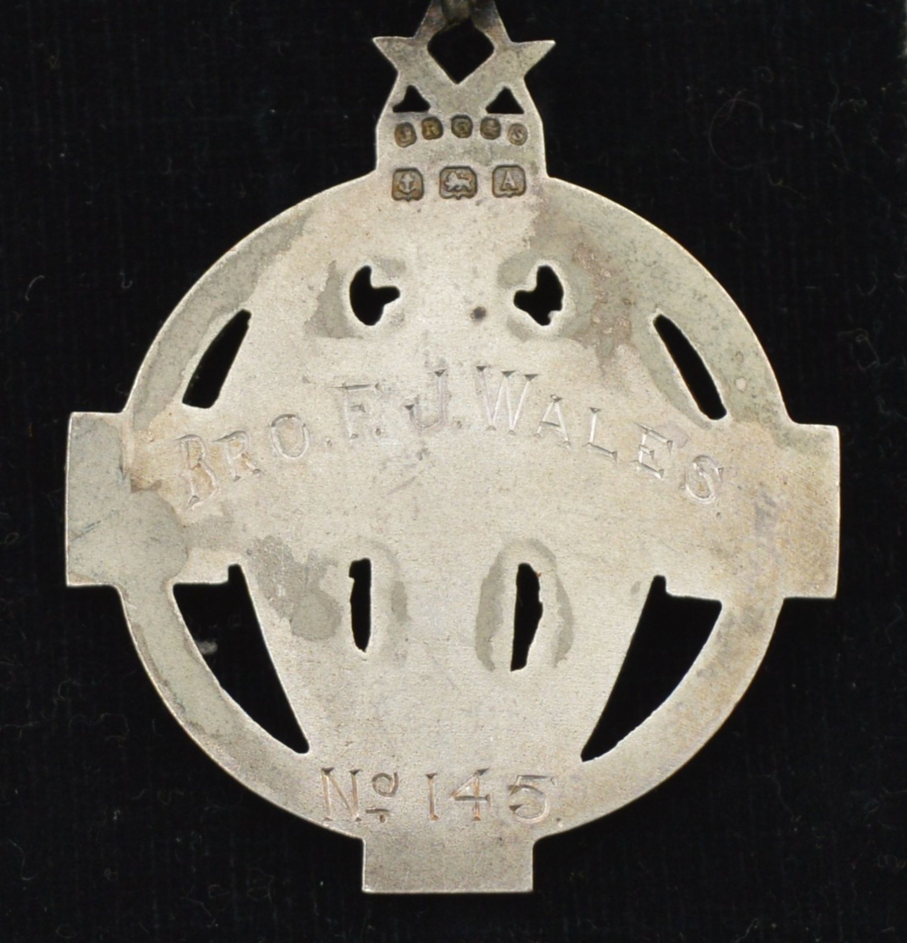 A silver 1914-1918 Masonic Hallstone jewel, presented to 'Bro. F. J ...
