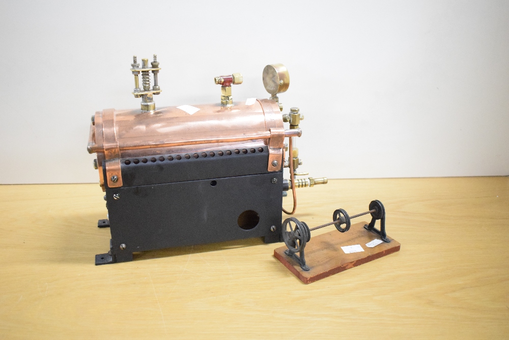 A Live Steam horizontal Copper Boiler having H F Vulcanizer gauge on ...