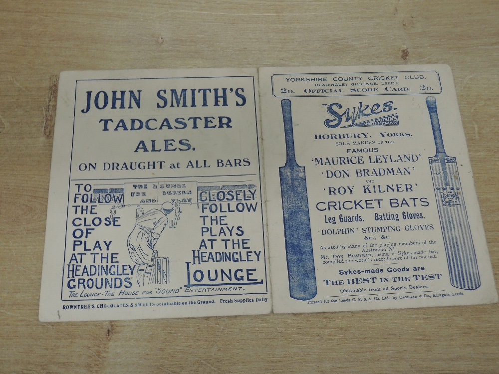 1930 England V Australia at Headingley Folding Scorecard, 3rd Ashes ...