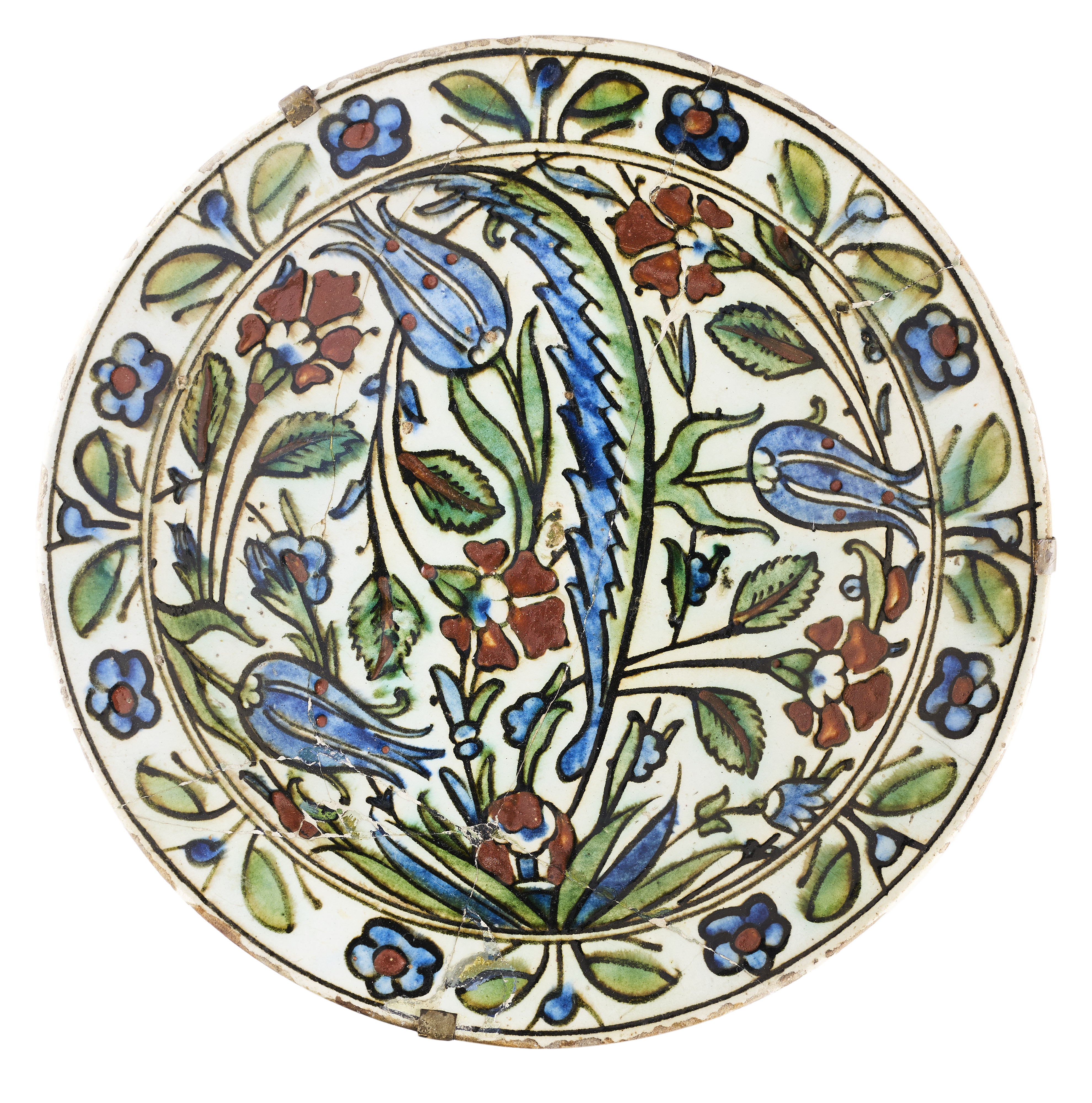 AN IZNIK DISH, OTTOMAN ANATOLIA, 17TH CENTURY underglaze painted ...