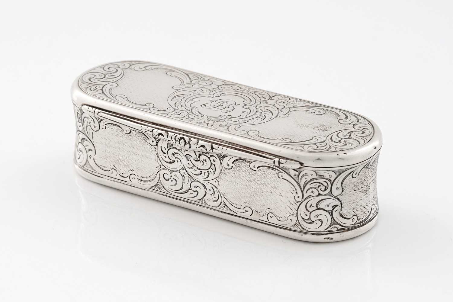 A Victorian Scottish silver snuff box with rounded ends, engraved and ...