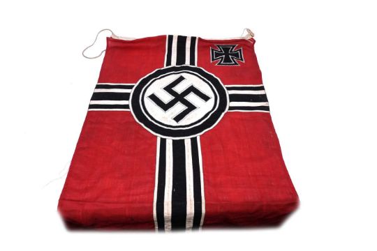 A German Second World War Naval ensign flag, with individually stitched ...