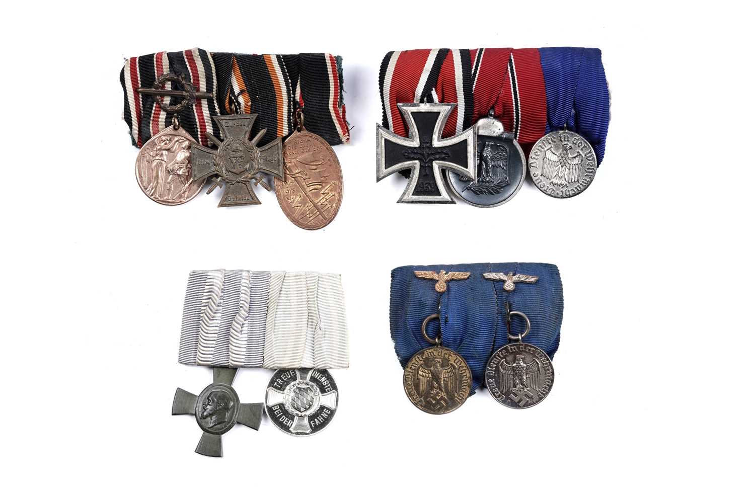 Four German medal groups, comprising: Honour medal, Marine Artillery ...