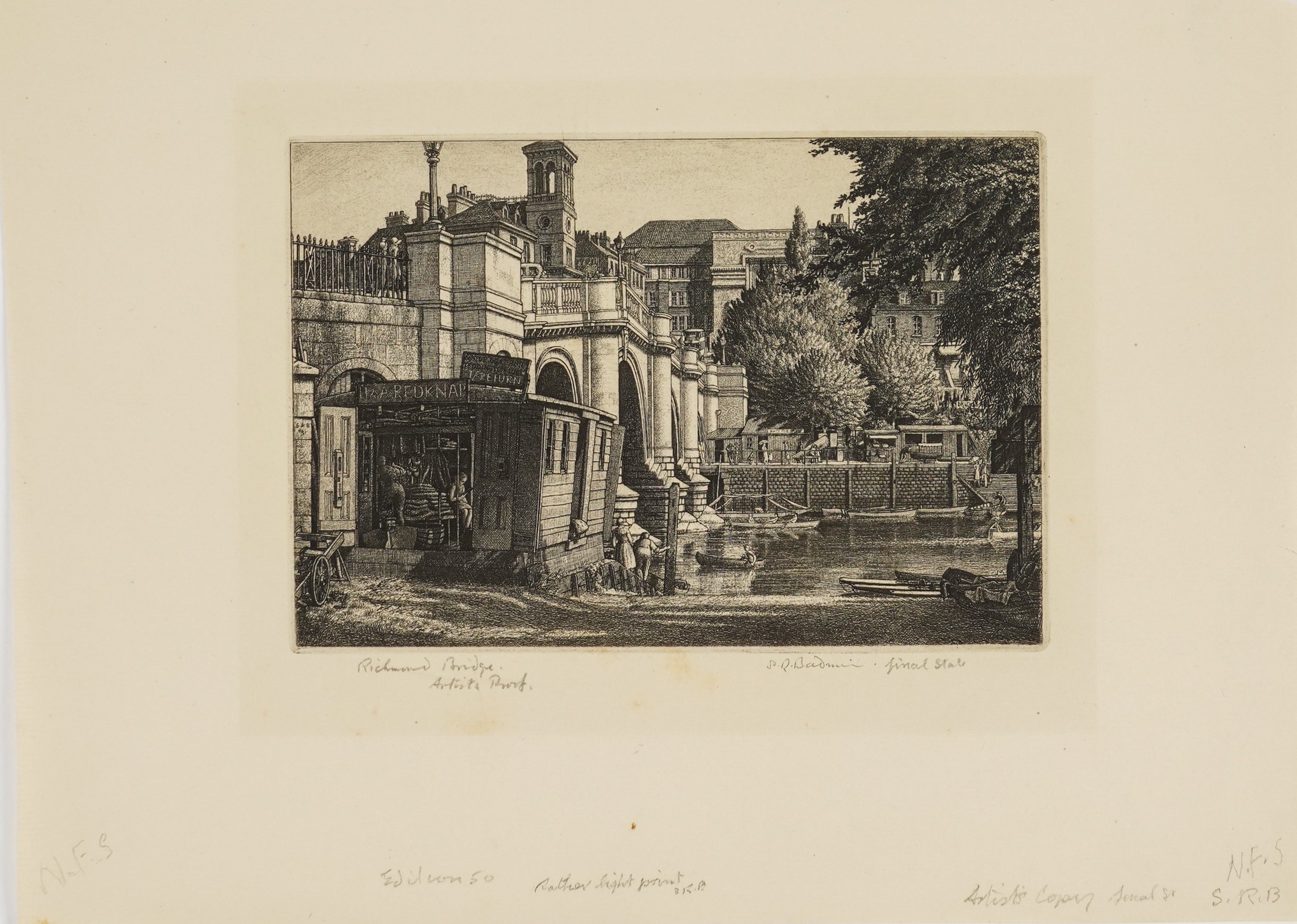 STANLEY ROY BADMIN (BRITISH, 1906-1989)Richmond Bridge signed, titled ...