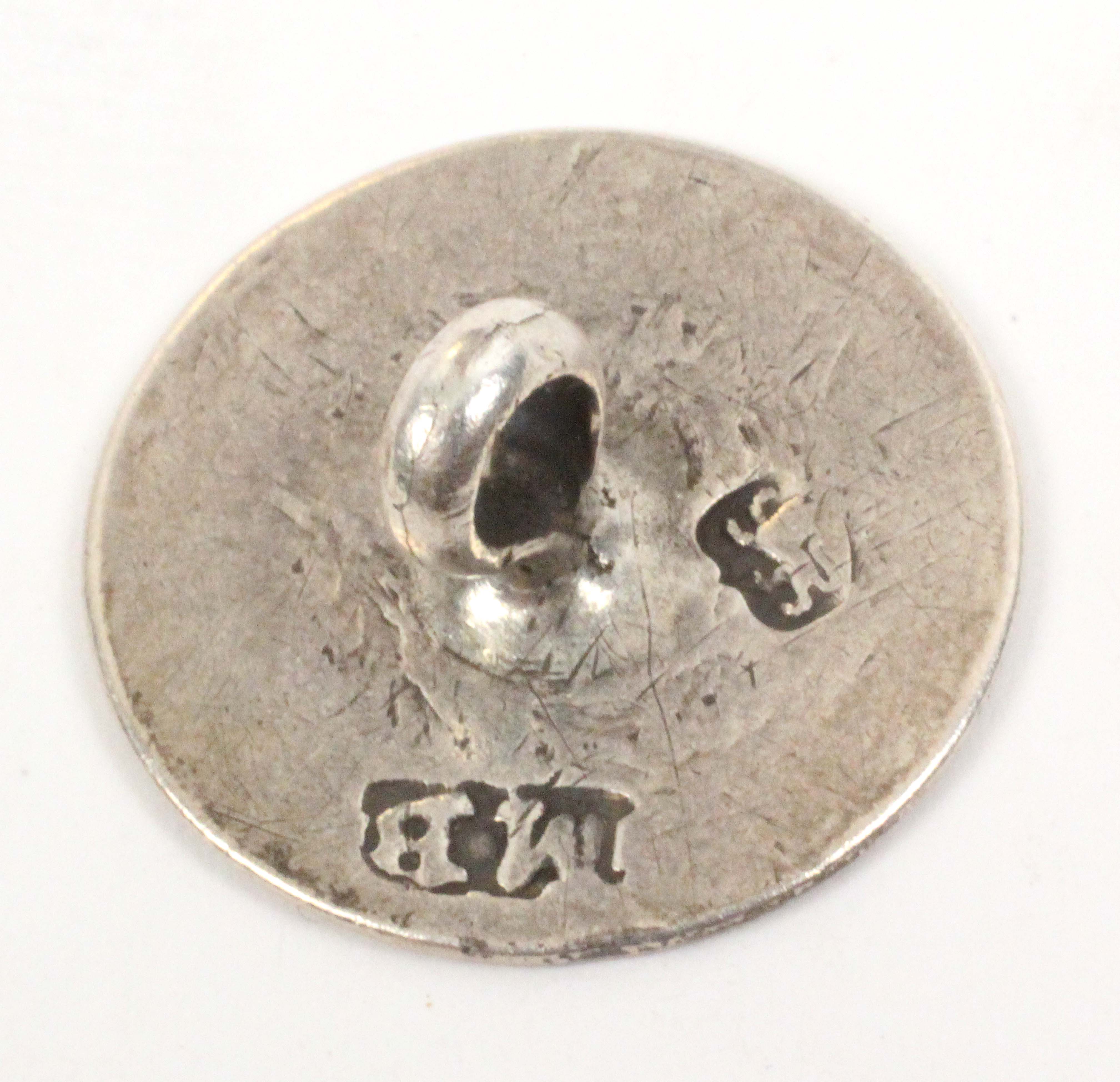 Buttons, sporting, a rare set of six late 18th Century engraved silver ...