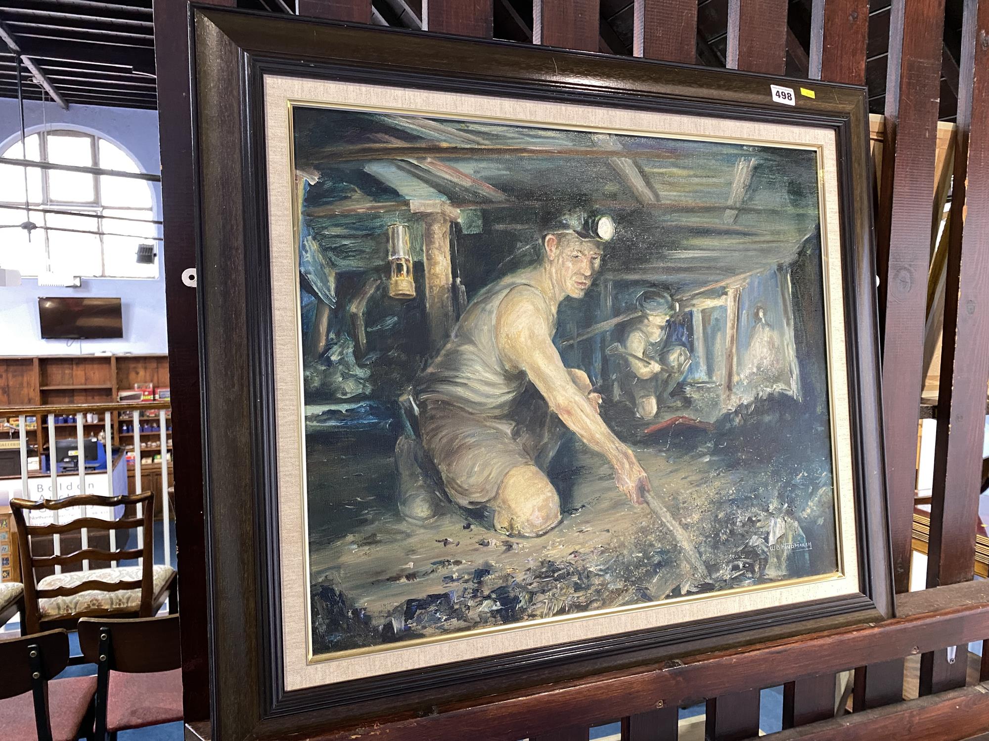 Bill Hindmarsh, oil, signed, 'The Fillers at the Coal Face', 50cm x 60cm