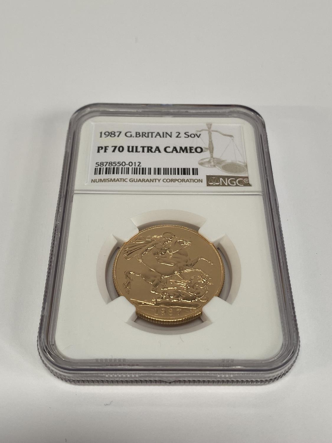 A 1987 GB £2 Double Sovereign St George proof gold coin, weight 15.98g