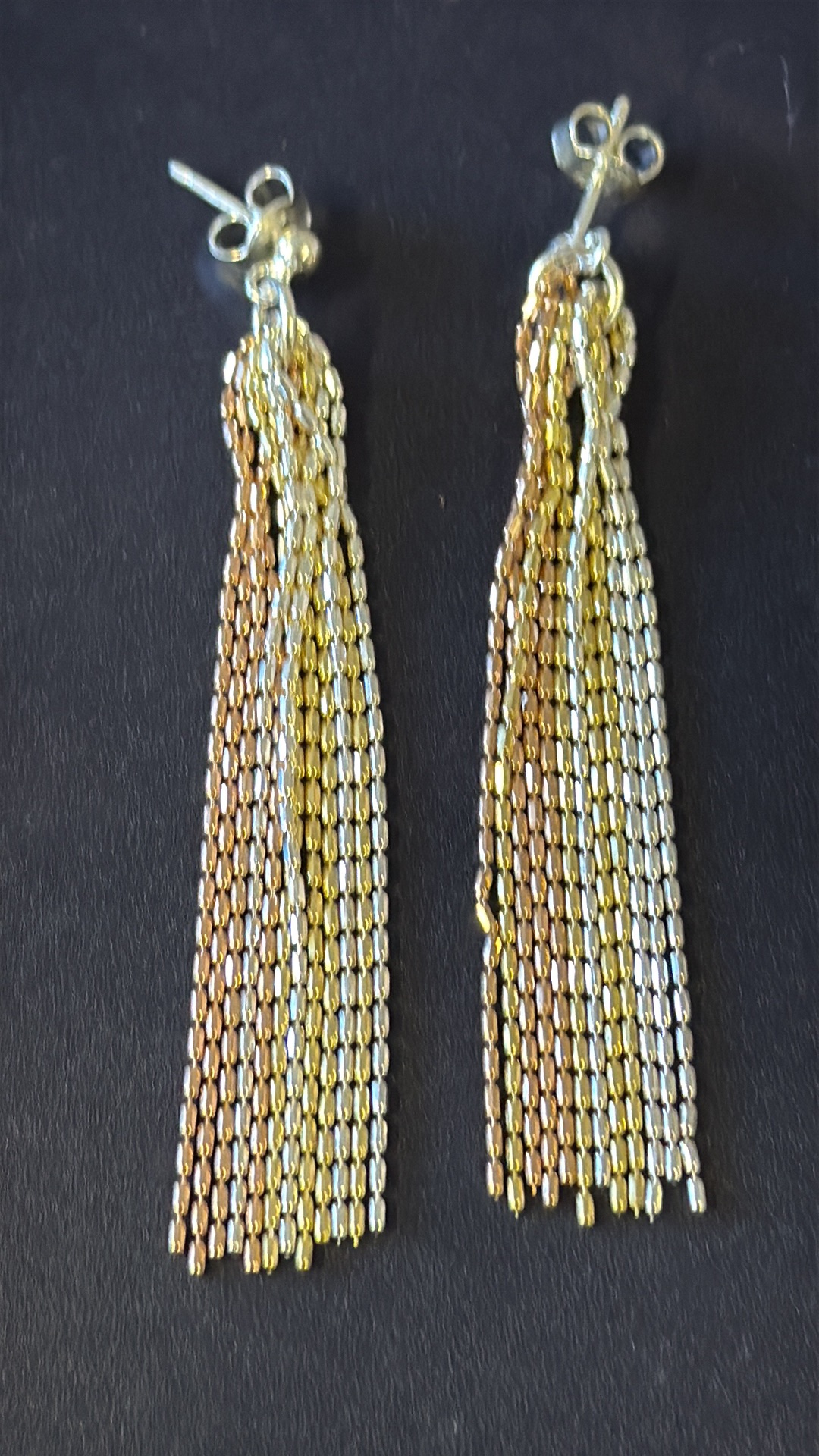 Pair of jewel colour silver earrings