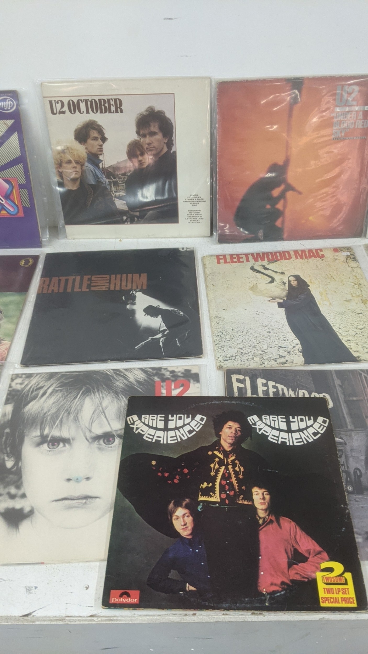 A collection of 19 classic rock LPs to include T Rex, U2, The Jimi ...