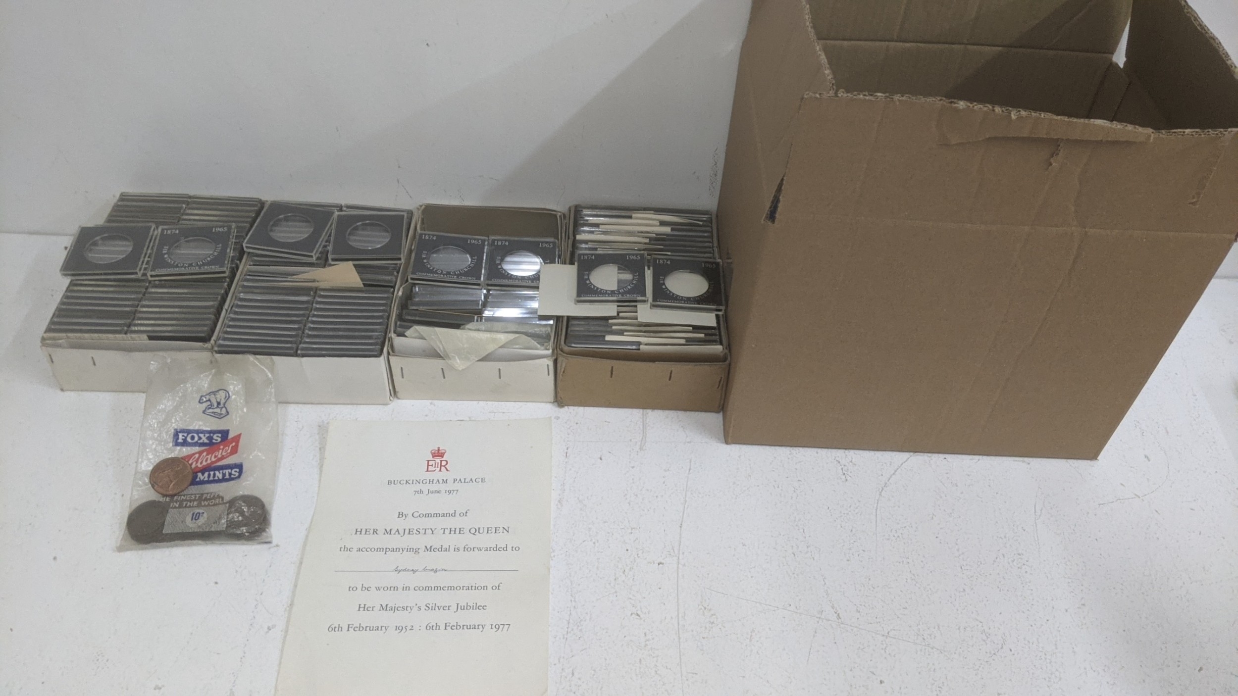 Coil collecting items to include a large collection of empty ...