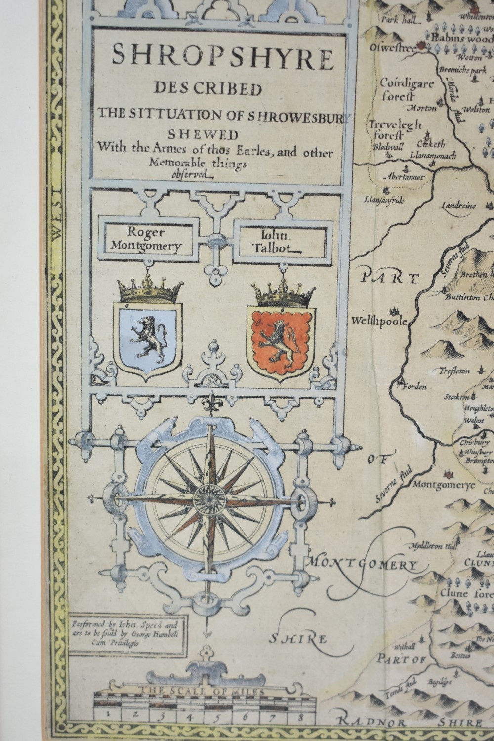 An 18th Century Map of Shropshire by John Speed, Double Sided Frame ...