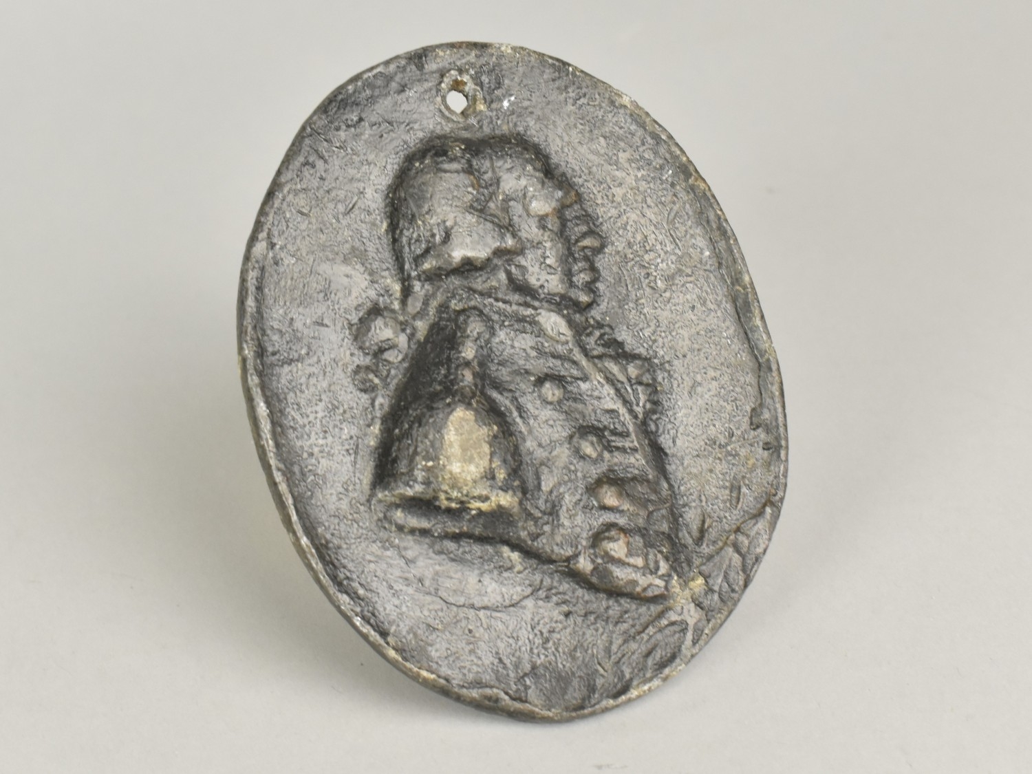 An Early 19th Century Cast Lead Portrait Oval, 9.5cms High