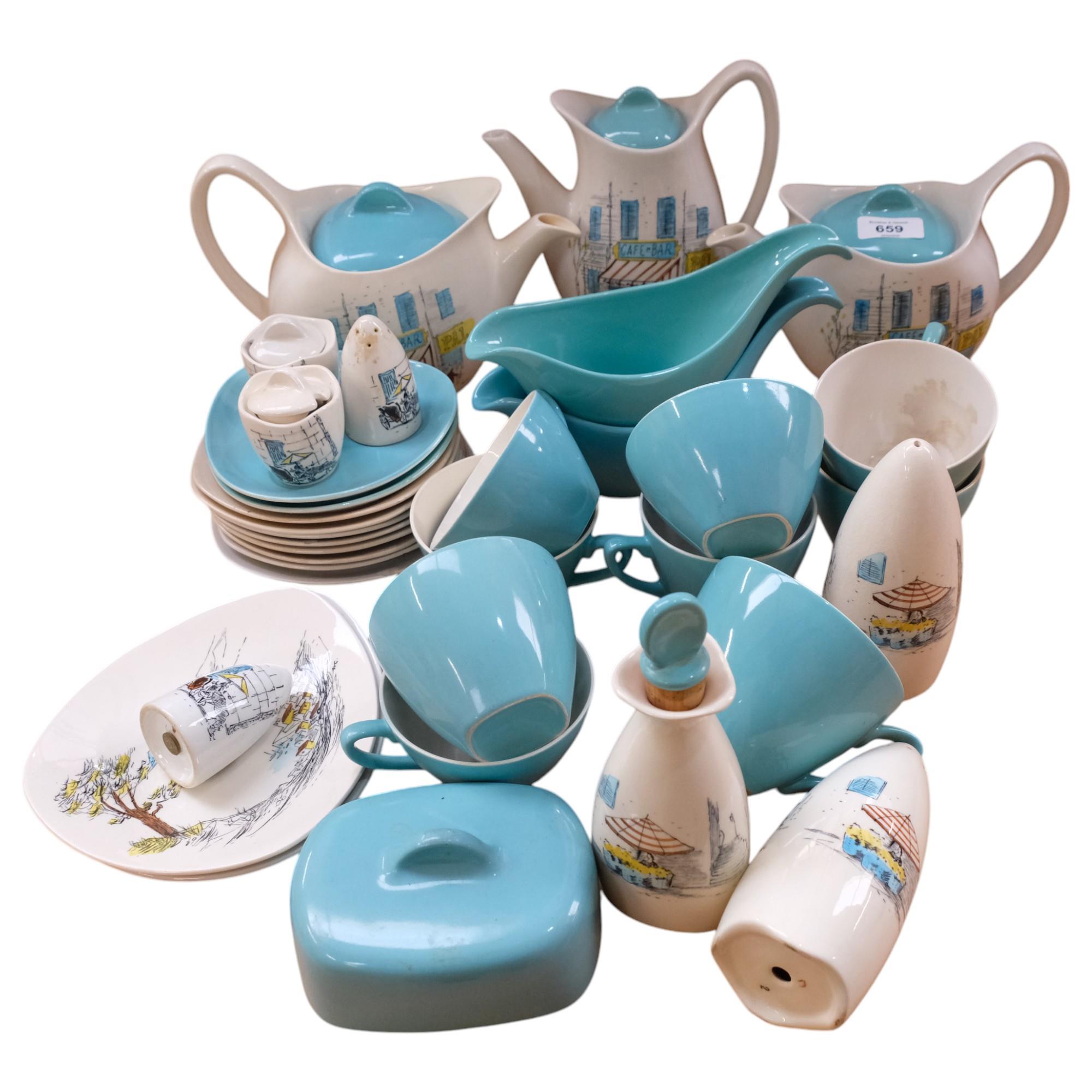 Midwinter Stylecraft Cannes pattern teapots, coffee pot, cruet, and ...