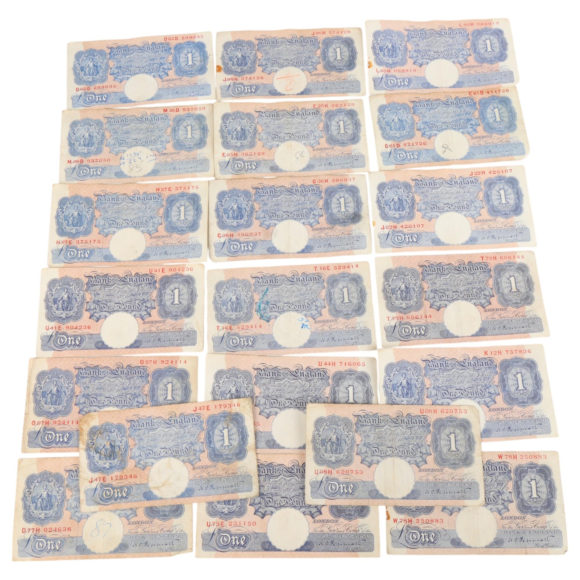 20 Bank of England £1 notes, all Peppiatt 1940s'