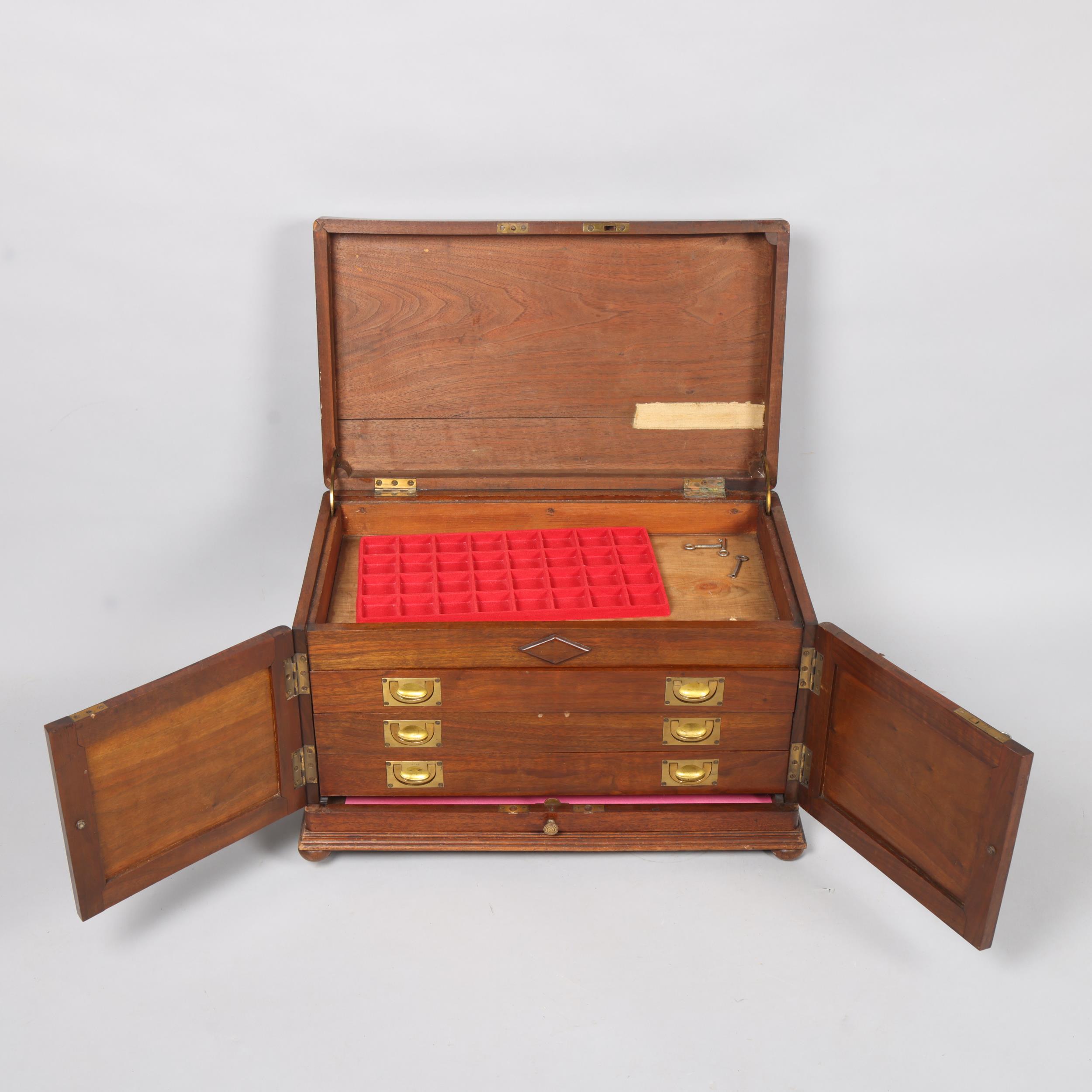 A 19th century mahogany collectors chest with brass fittings ...