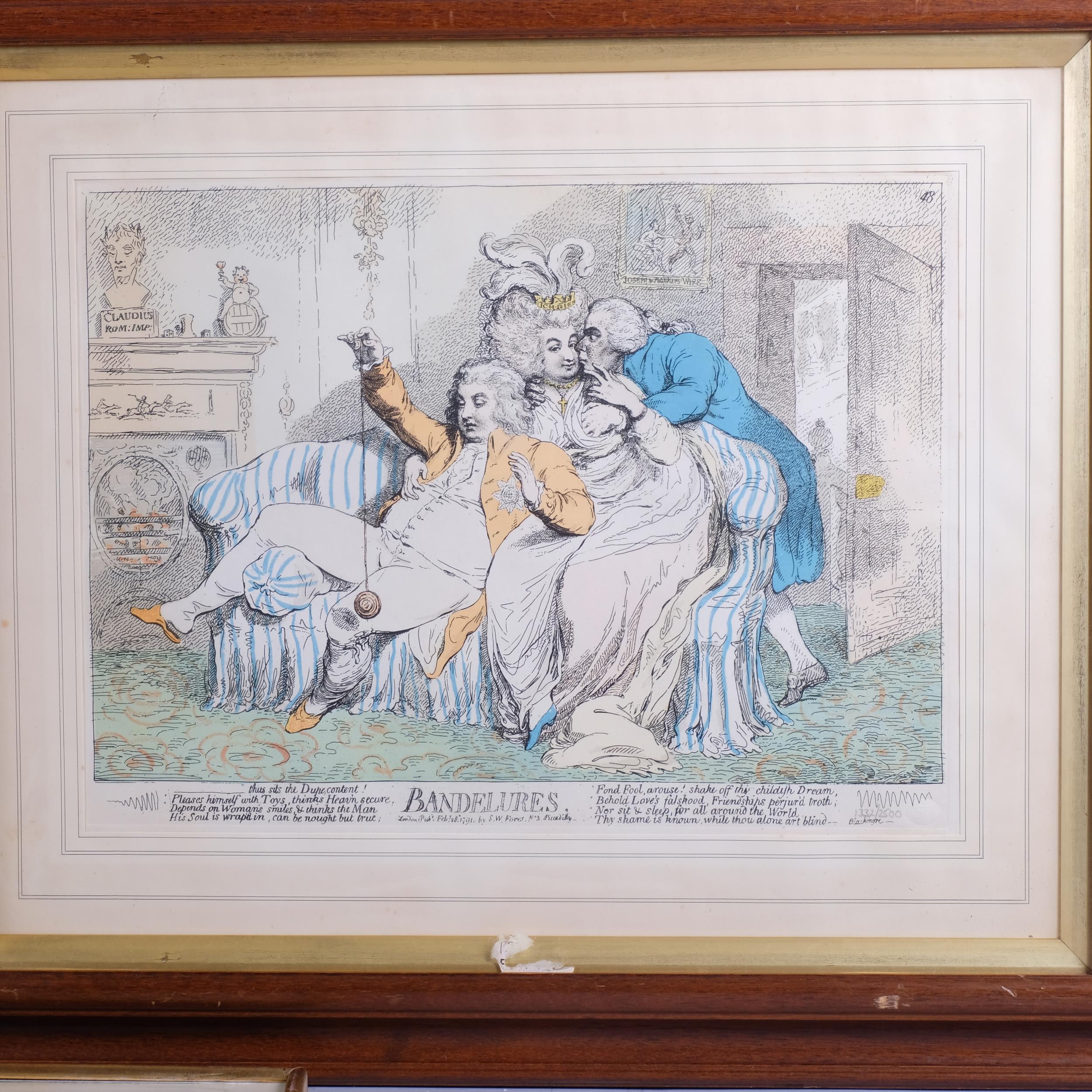 James Gillray, 3 political caricature engravings, framed (3)