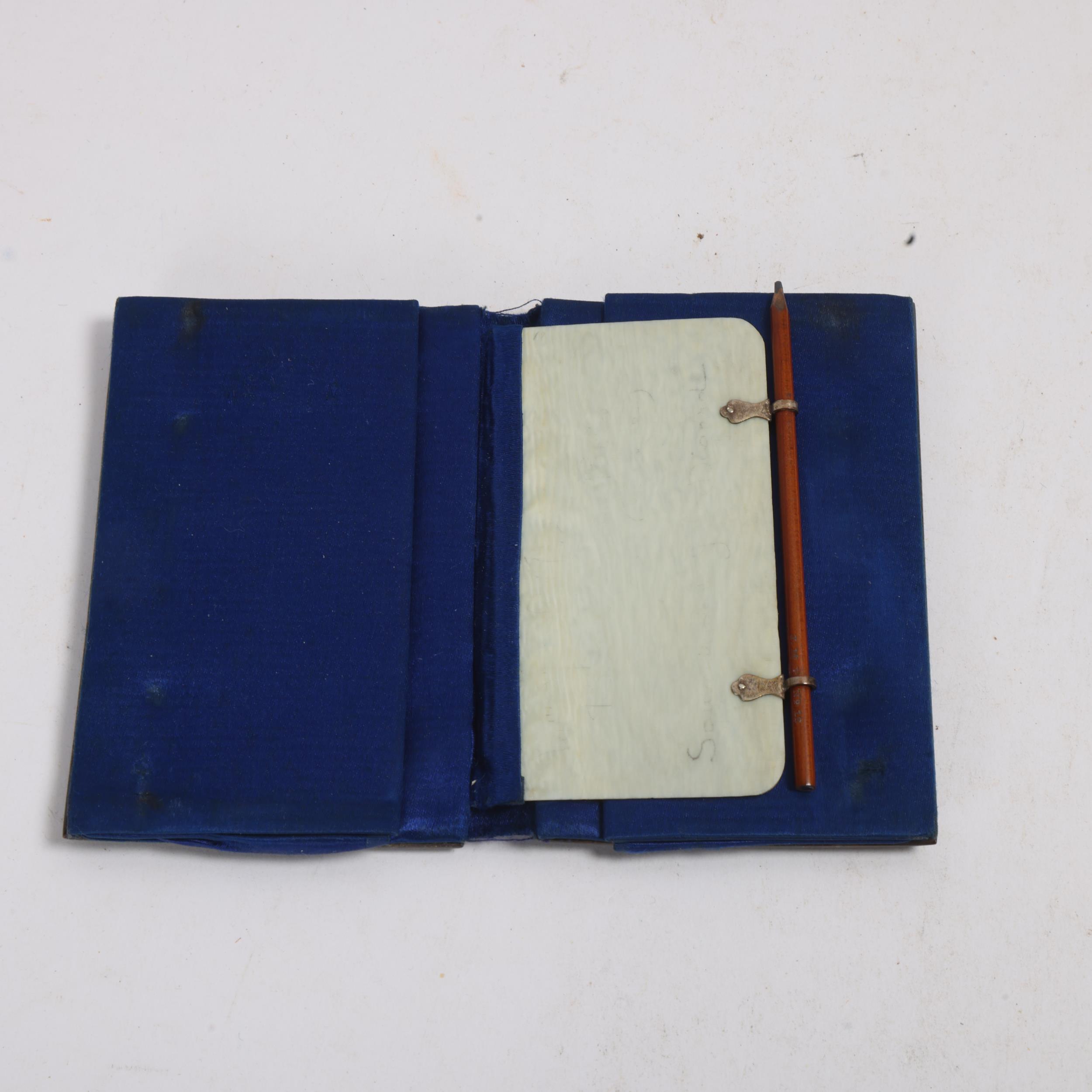 A 19th century French tortoiseshell note case, with inlaid gold and ...