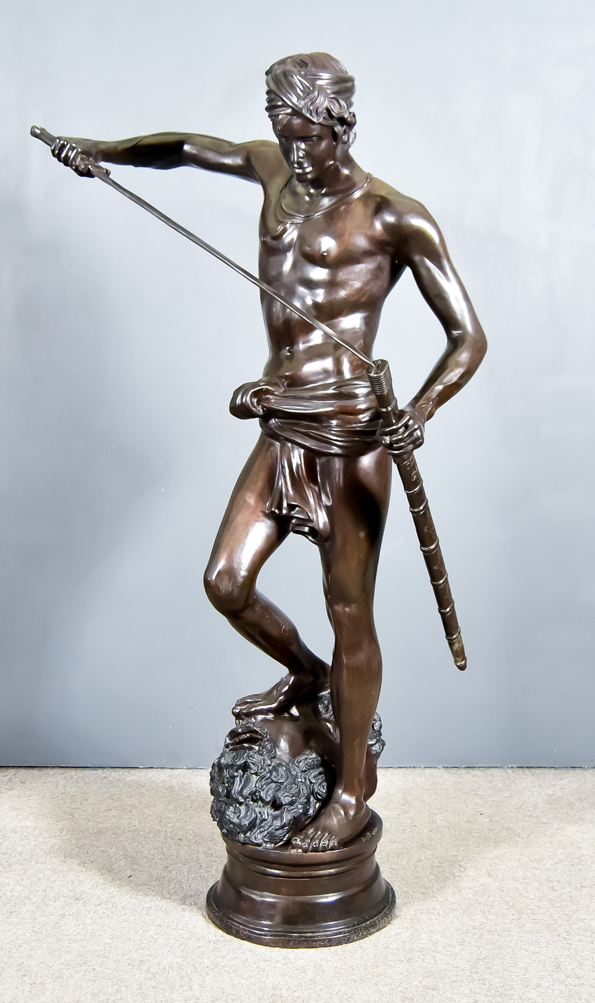 After Antonin Mercie (1845-1916) - Brown Patinated Bronze - "David ...