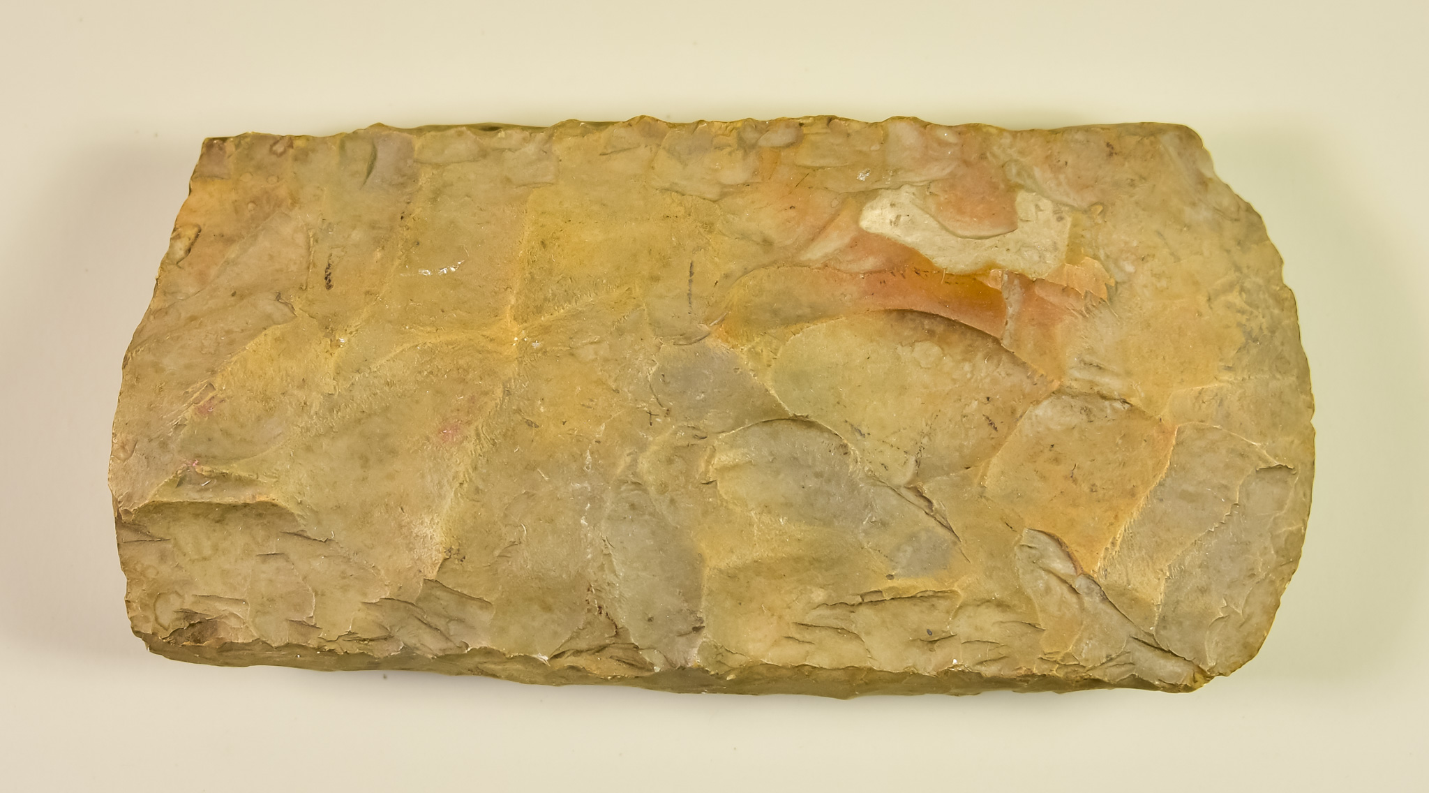 A Neolithic Knapped and Polished Axe Head, in form of thick convex butt ...