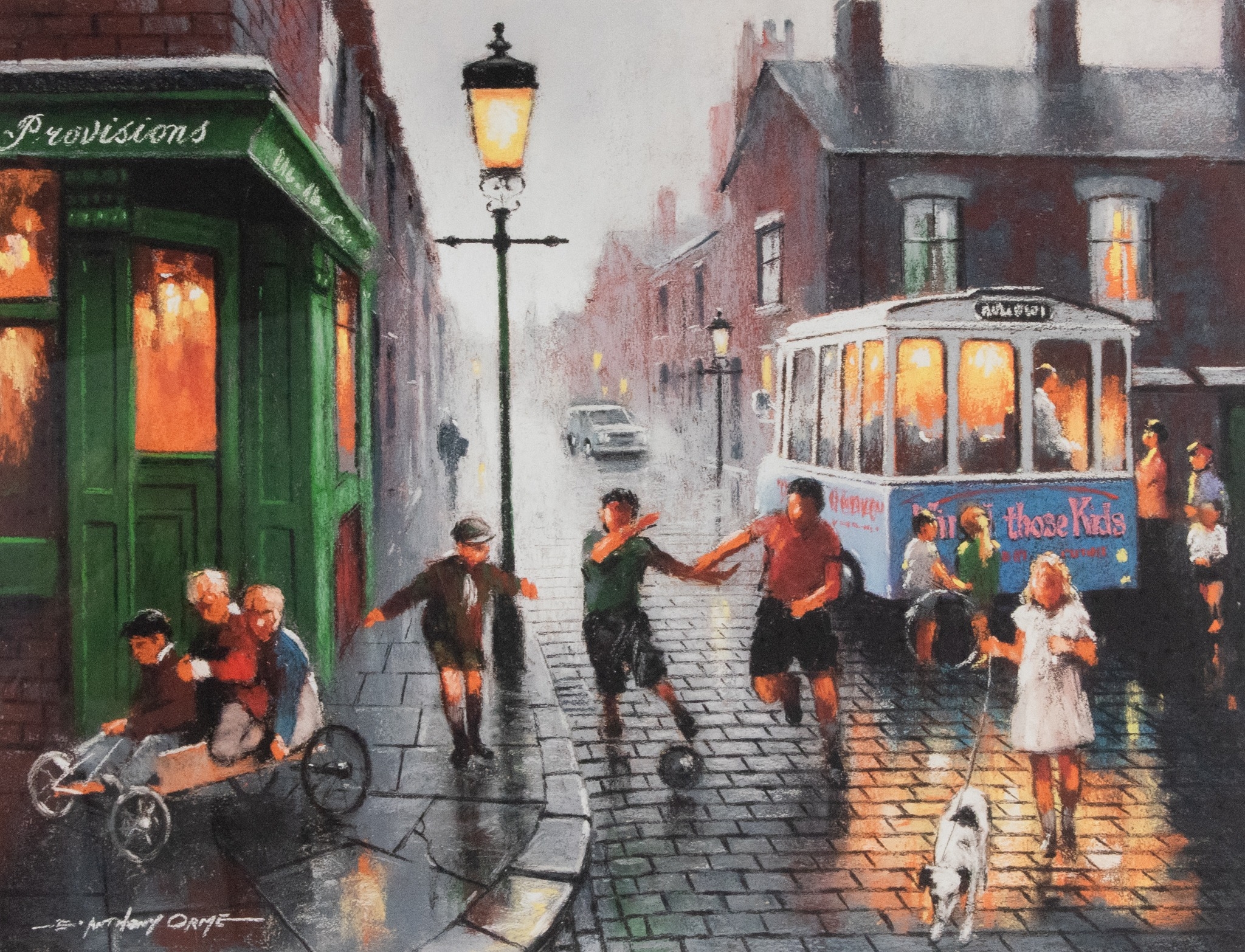 ANTHONY ORME ARTIST SIGNED COLOUR PRINT 'Ice Cream man', Bygone street ...