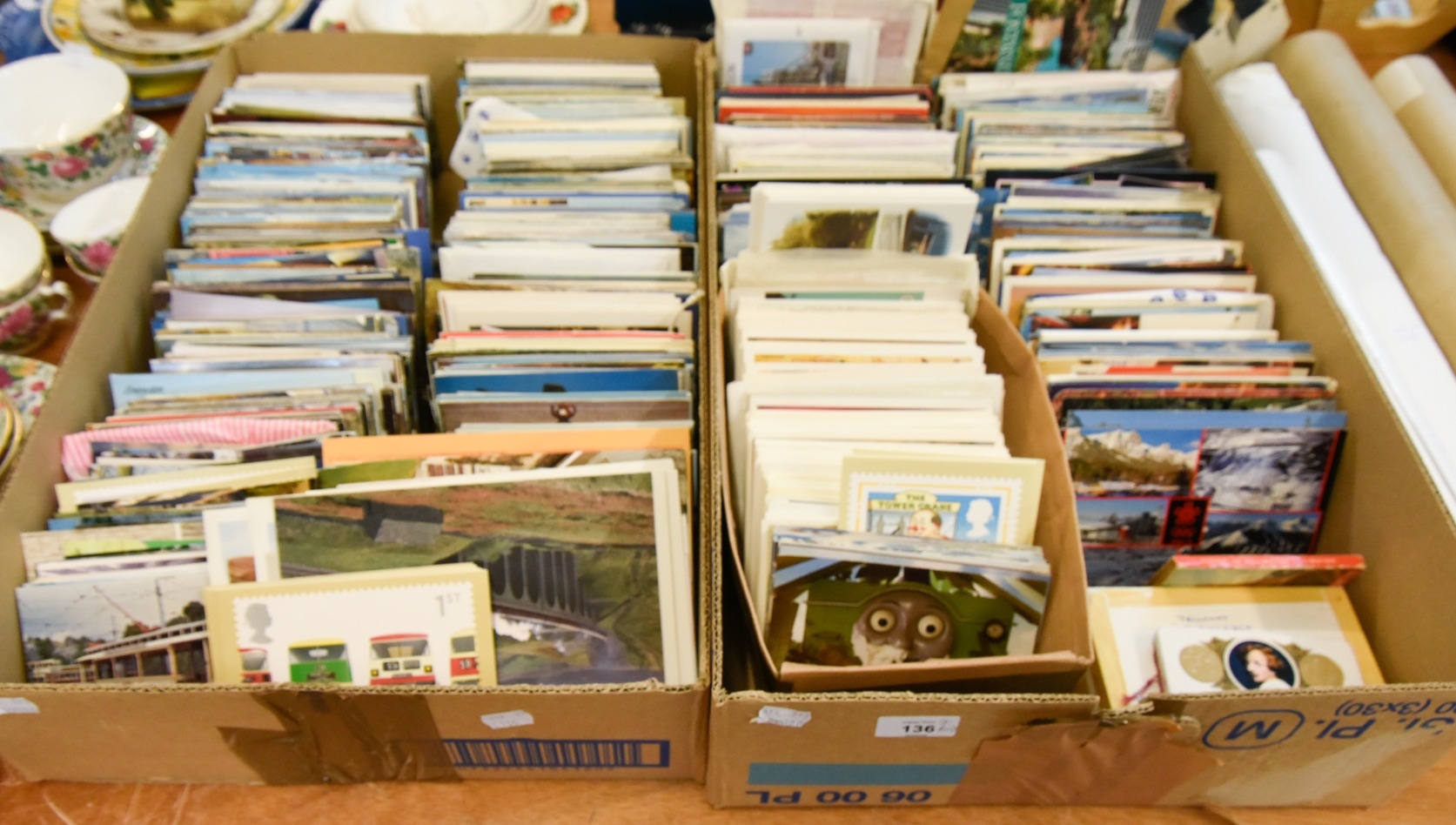 TWO LARGE BOXES OF POSTCARDS FROM AROUND THE WORLD TOURIST SPOTS AND ...