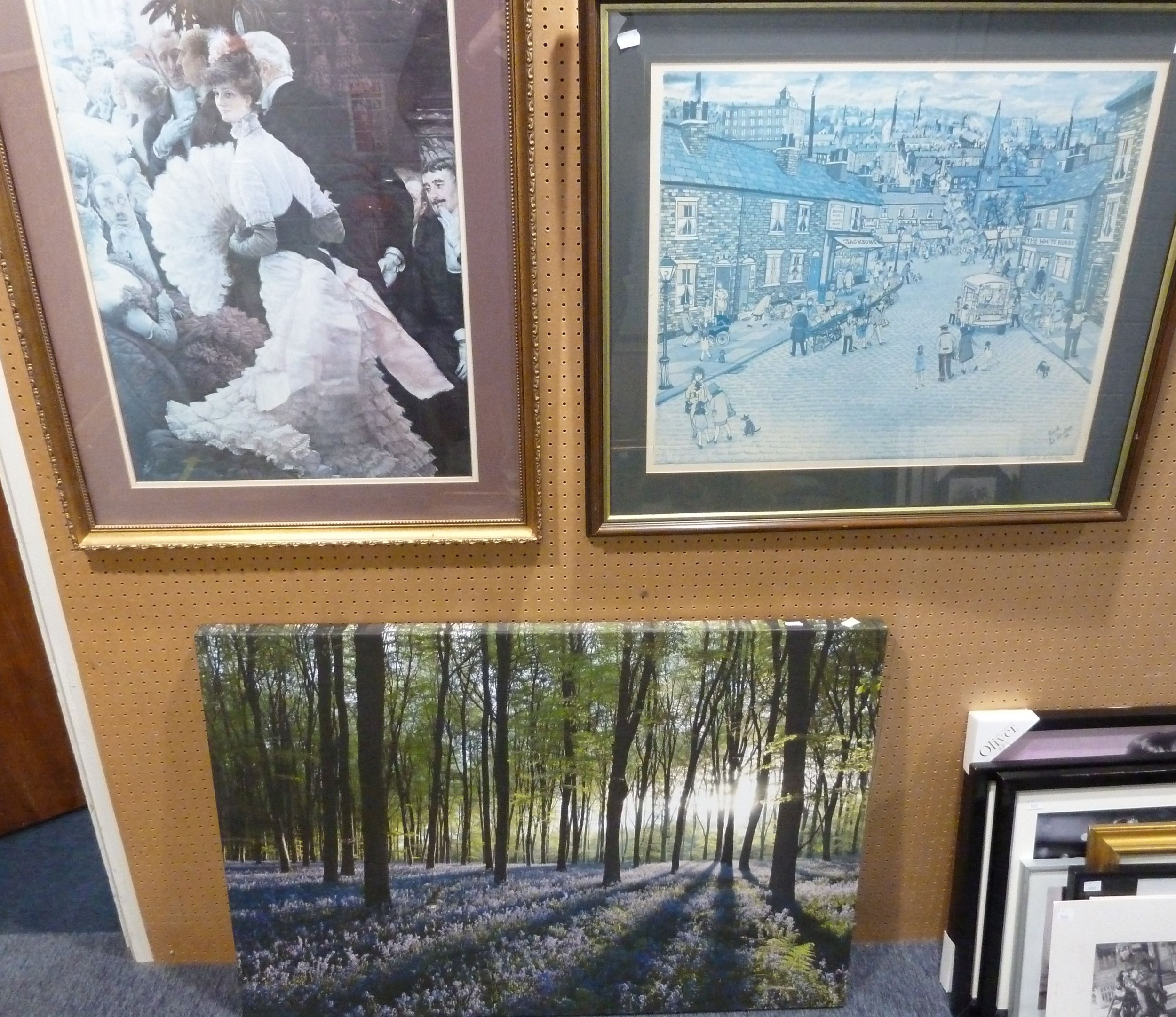A LARGE CANVAS PRINT, ‘BLUE BELL WOOD’ AND ANOTHER COLOUR PRINT A EDITH ...