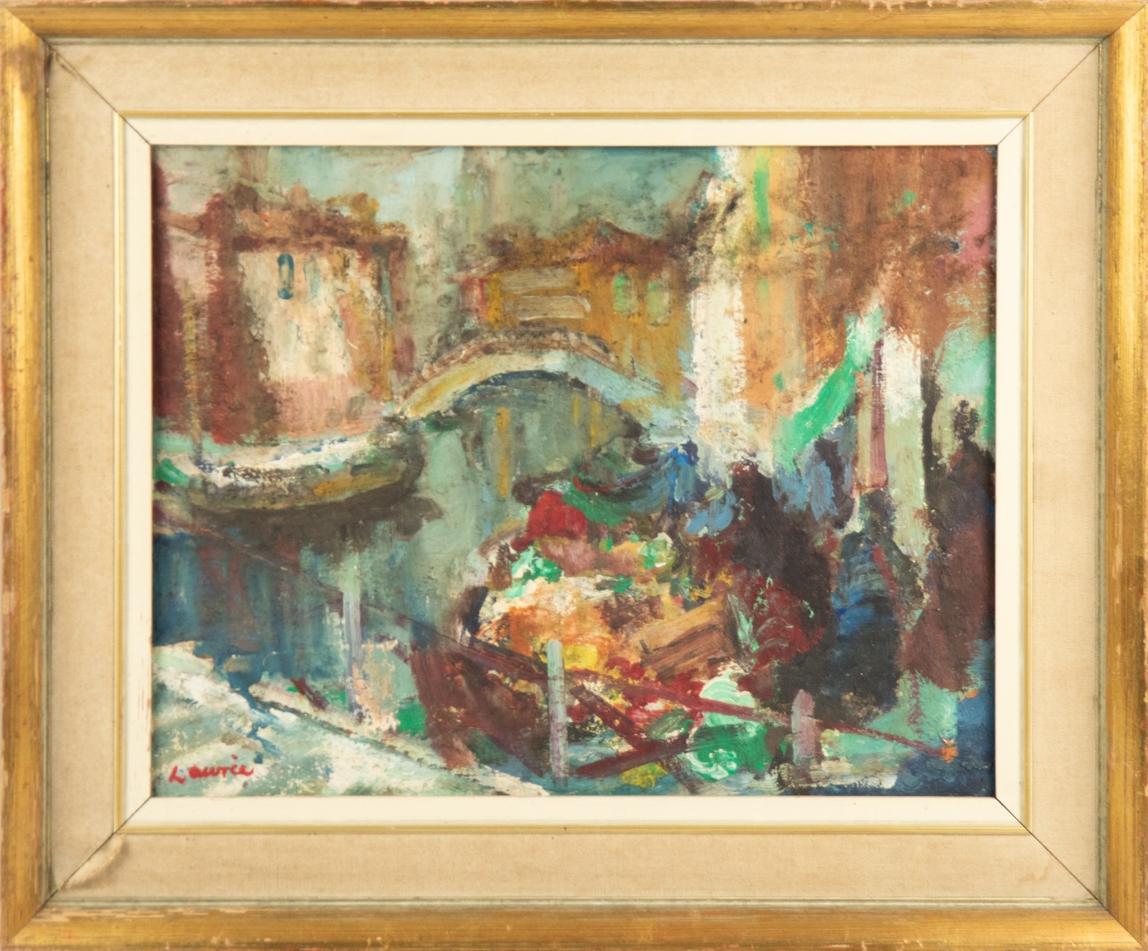 HAMISH LAWRIE (1919-1987) OIL PAINTING ON BOARD A Venetian Backwater ...