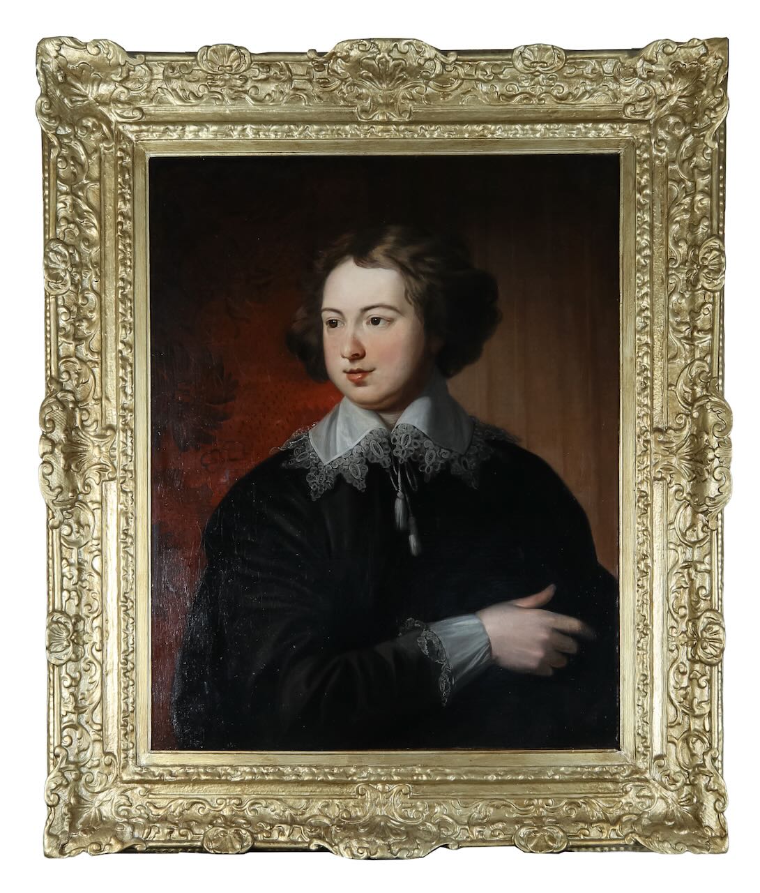 English School (early 18th century) Portrait of a young man with lace ...
