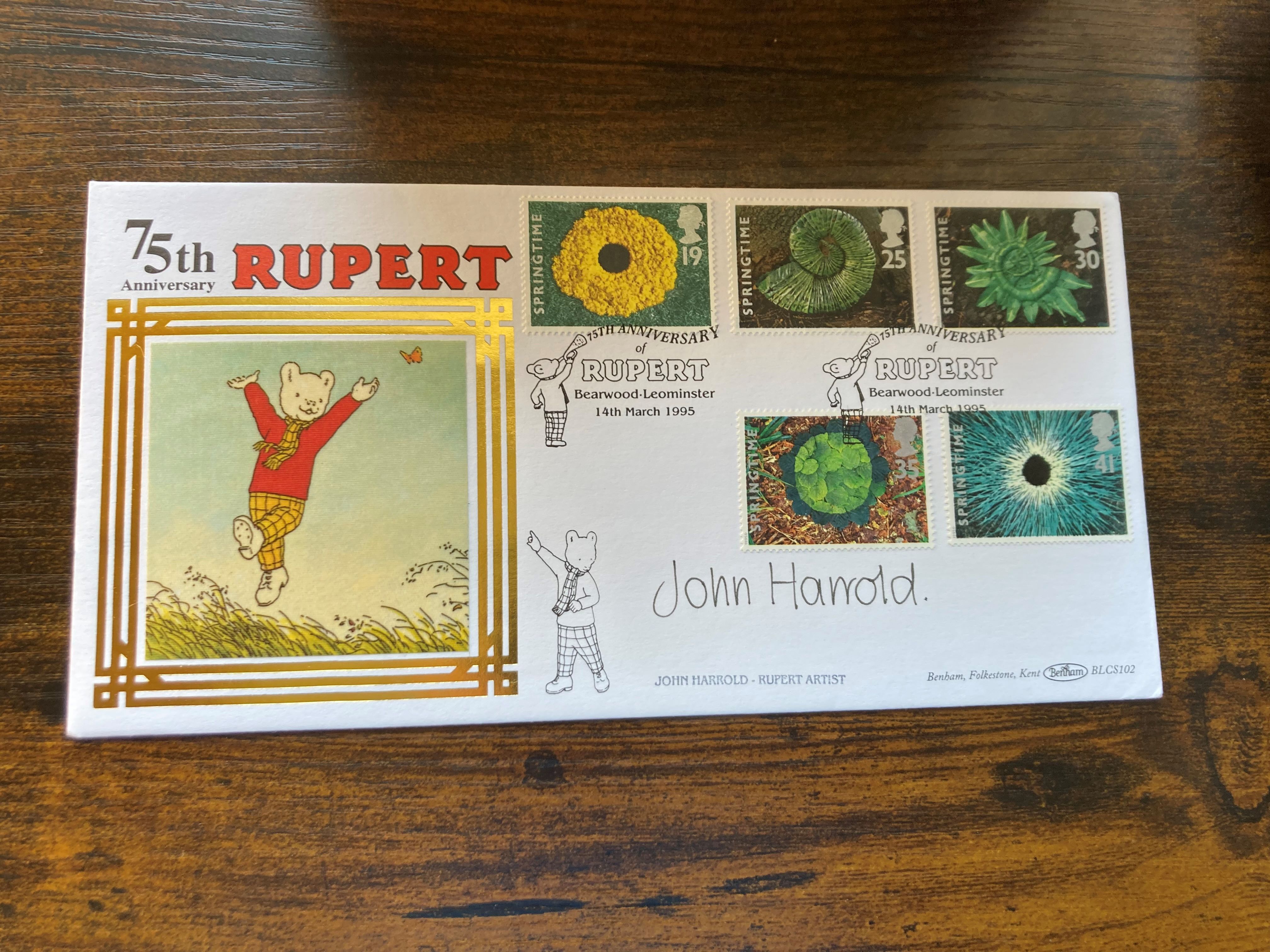 Rupert the Bear artist John Harrold signed 1995 Benham Official 75th ...