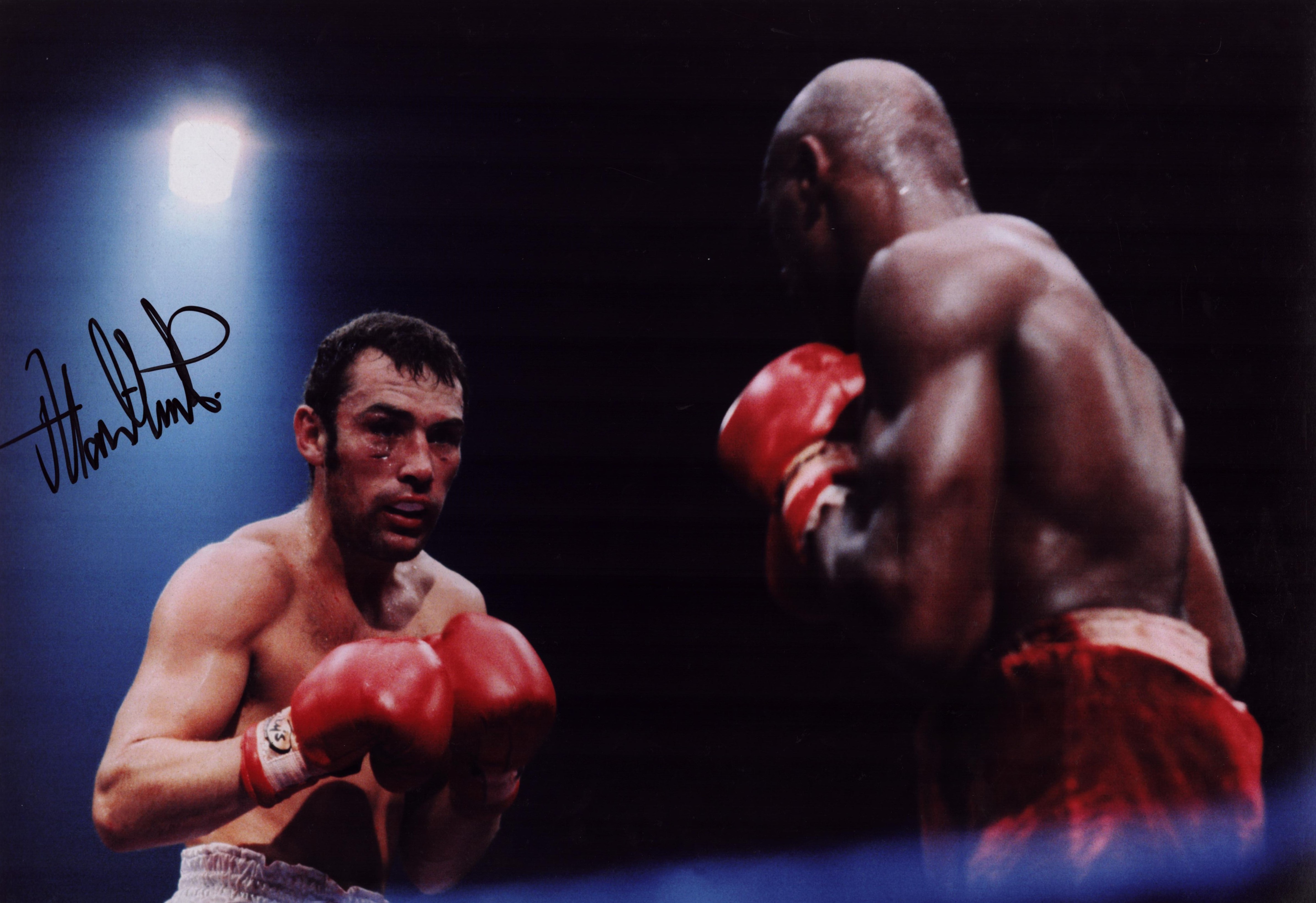 Alan Minter v Marvin Hagler signed 40 x 30cm.