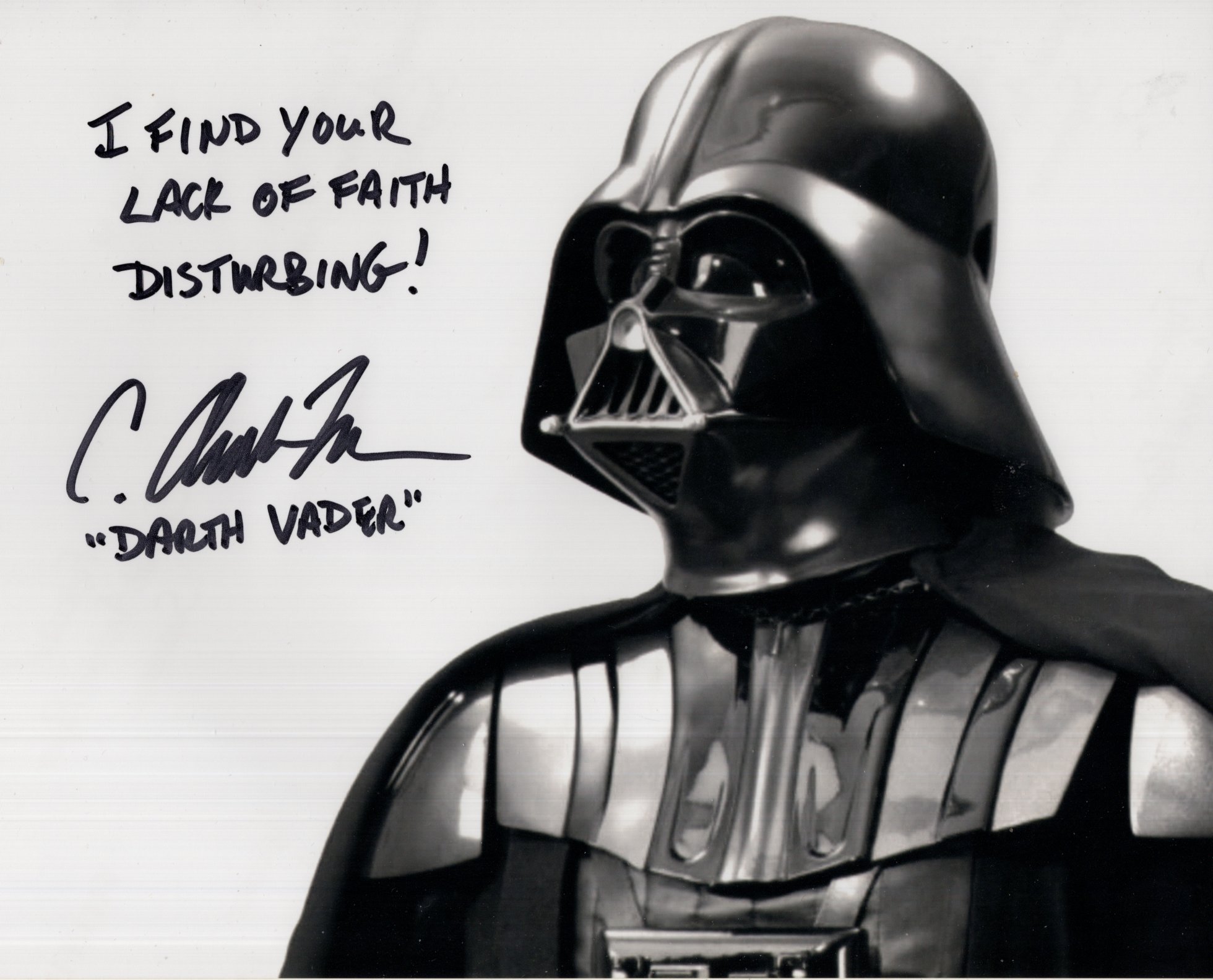 Star Wars Darth Vader colour 8x10 photo signed by actor C Andrew Nelson ...