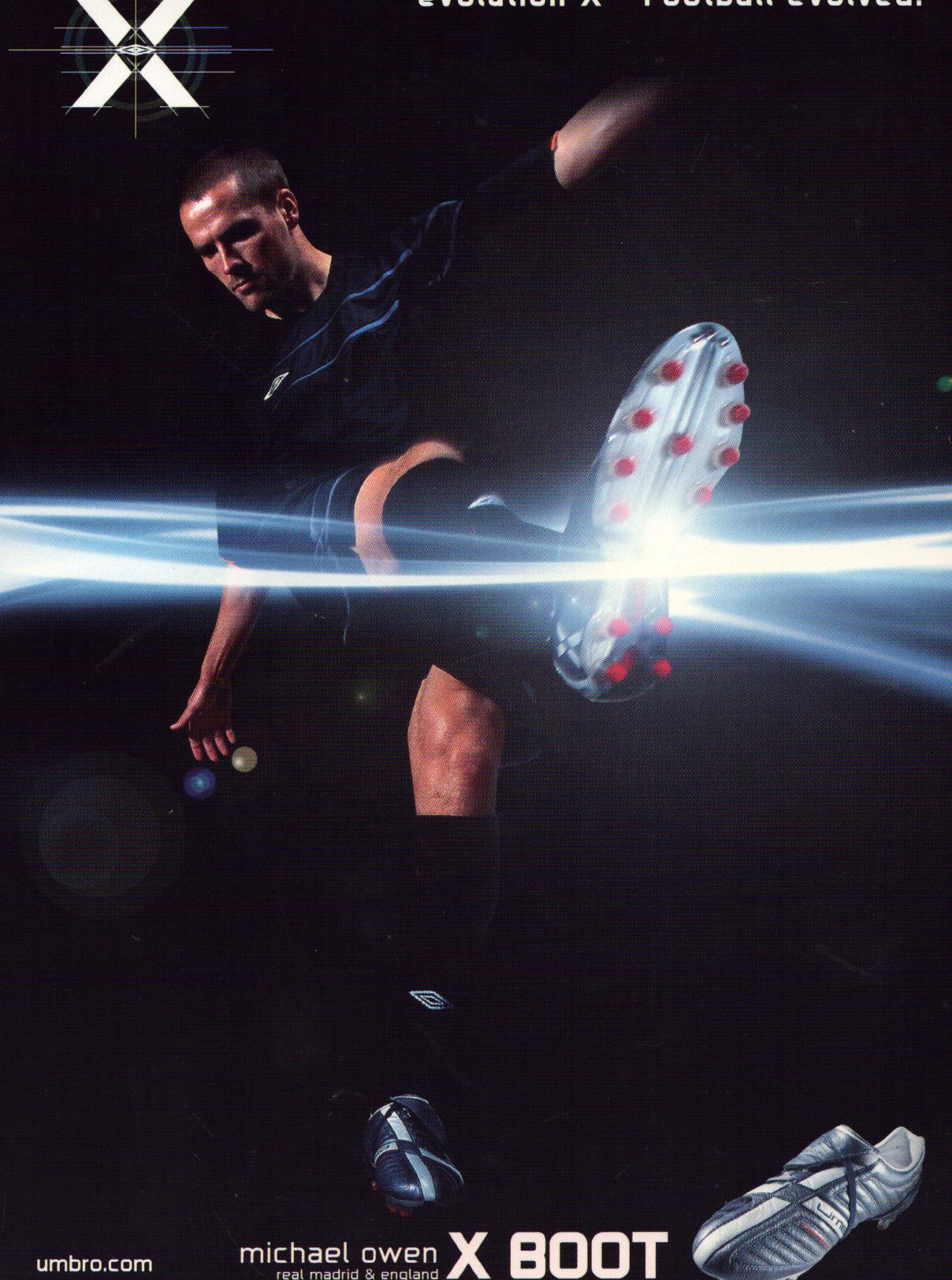 Michael Owen signed 6x4 Real Madrid Umbro X Boot official colour photocard.