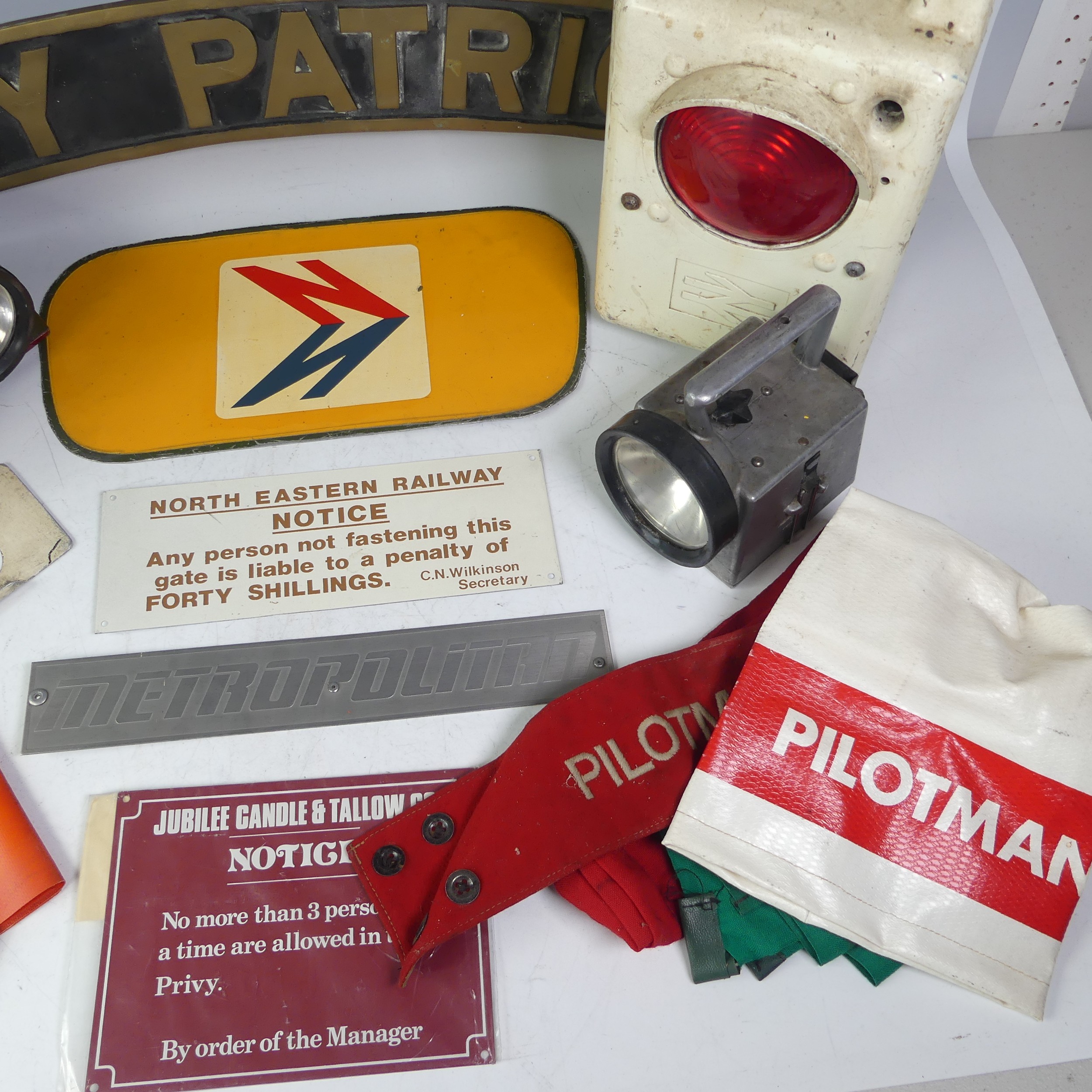 Railwayana: mixed lot including a Newton replica brass nameplate 'Lady ...