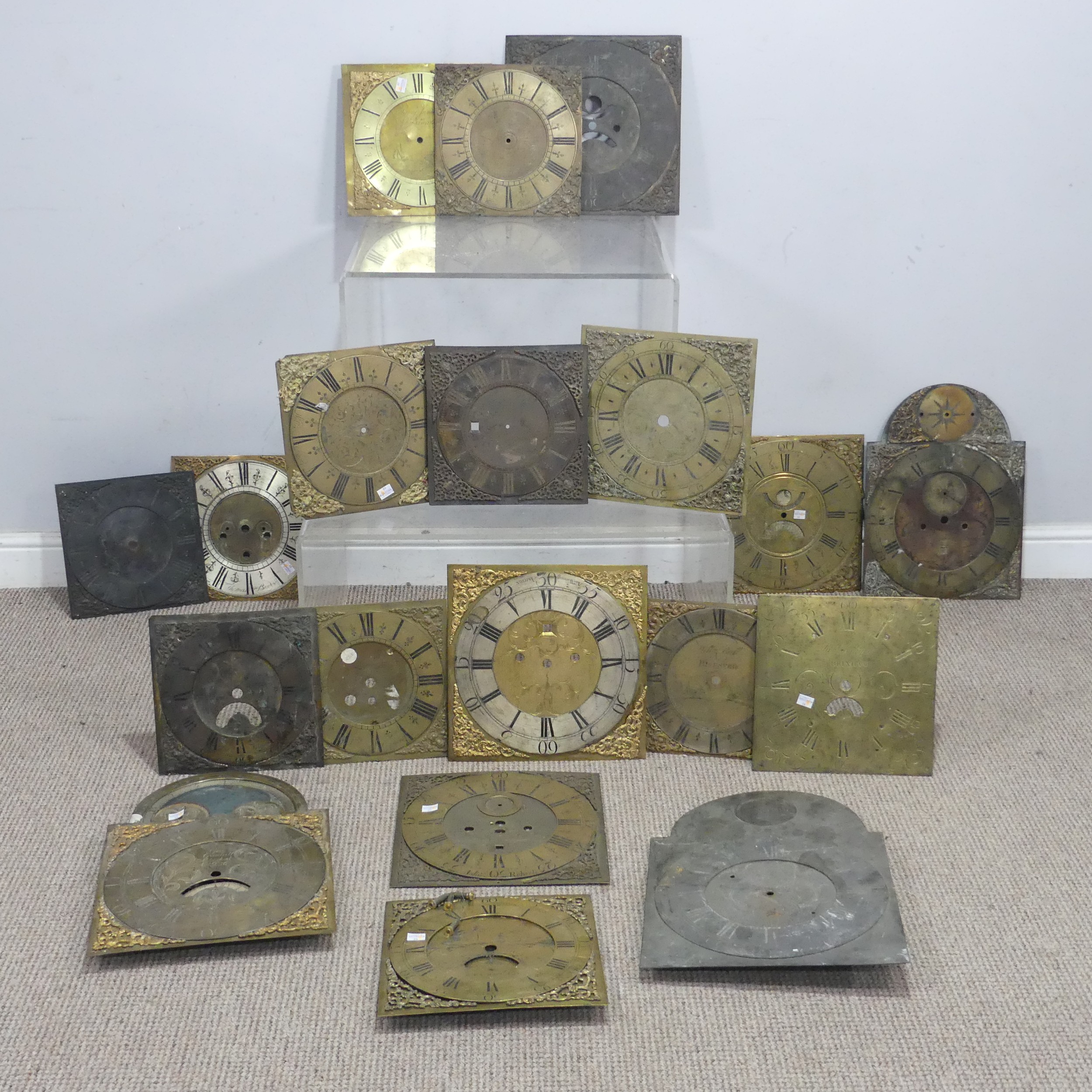 A collection of nineteen 18th century and later brass Longcase Clock ...