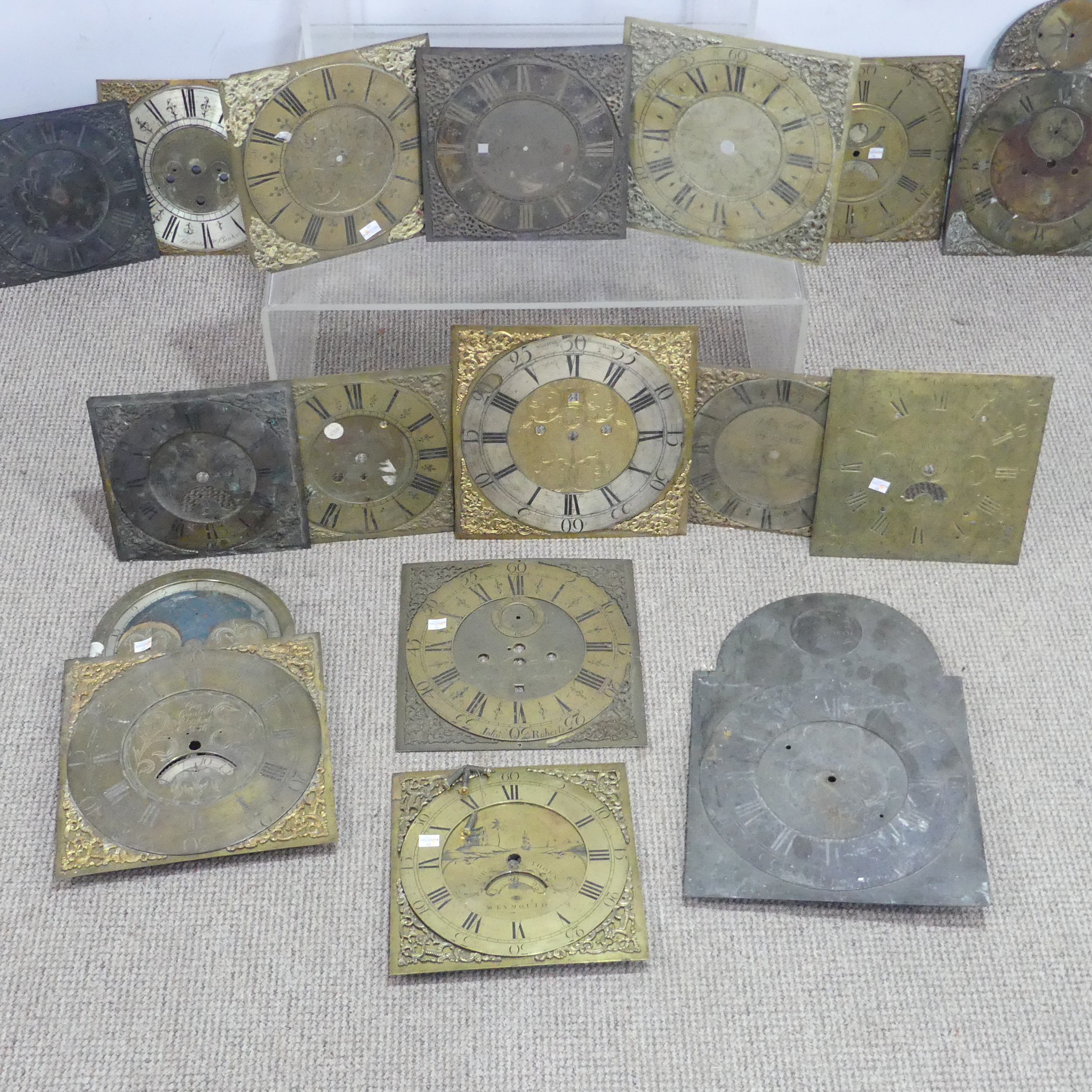 A collection of nineteen 18th century and later brass Longcase Clock ...