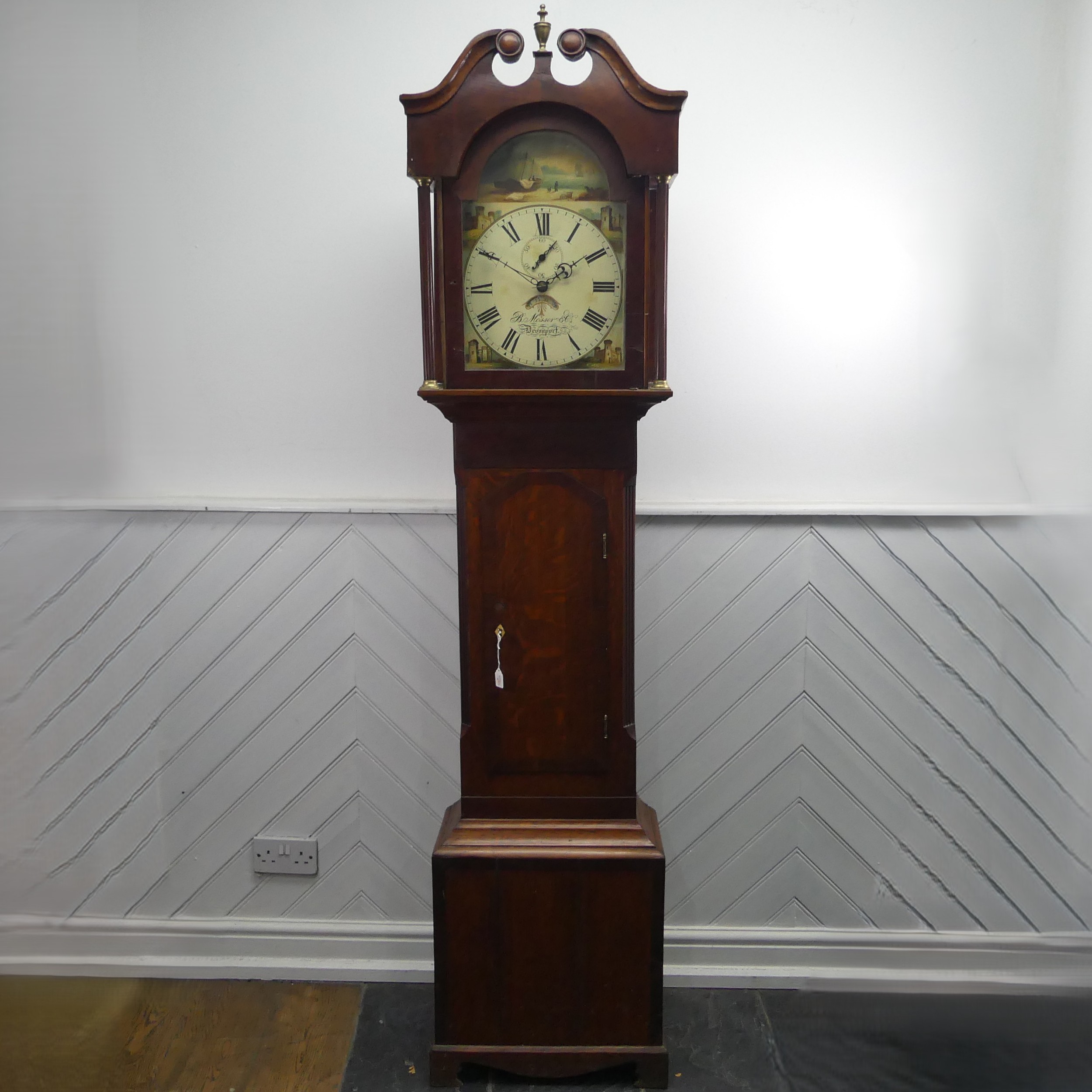 A 19th century 30-hour Longcase Clock, the 12 inch painted dial applied ...